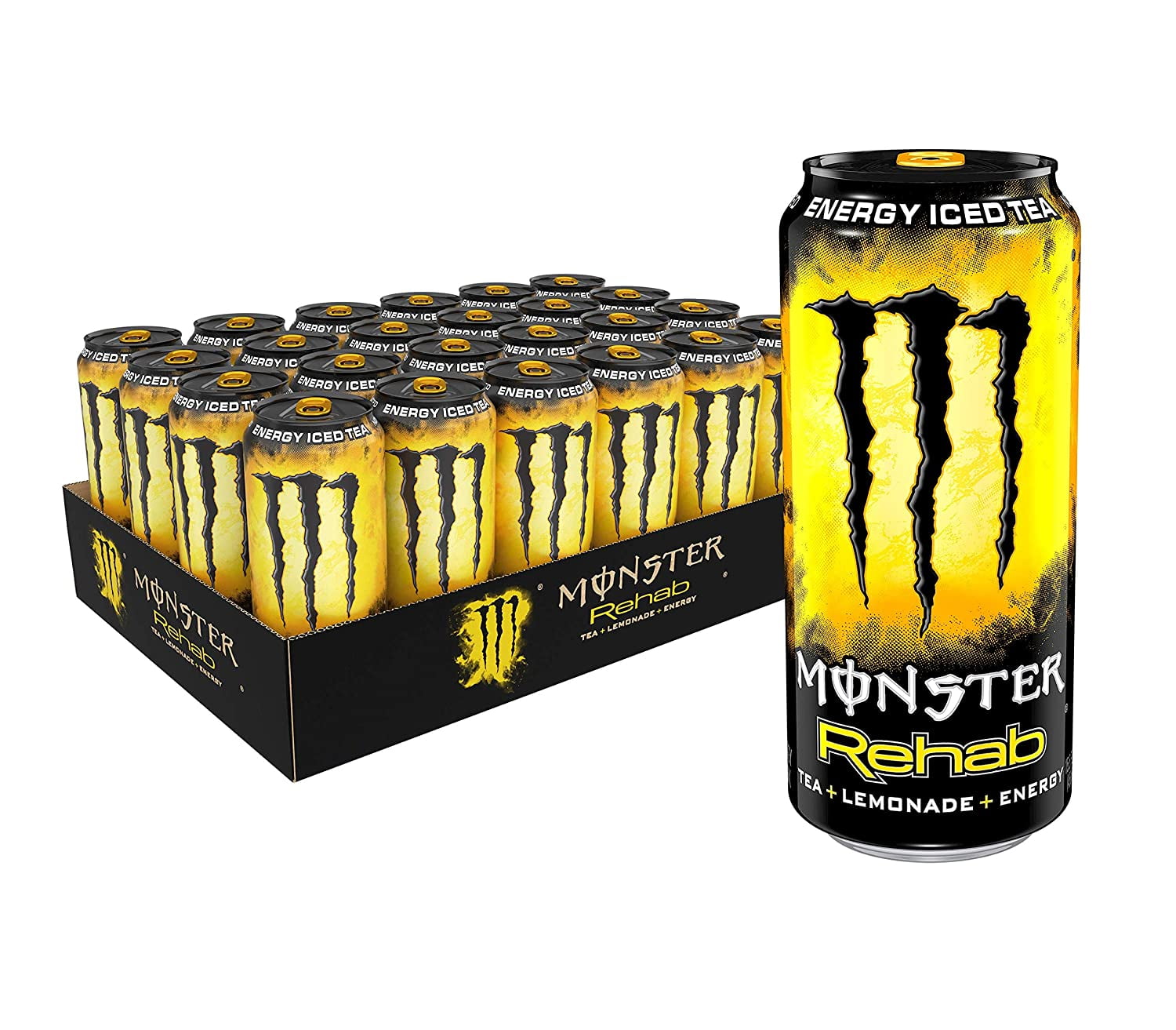 Monster Rehab Tea + Lemonade + Energy, Energy Iced Tea, 15.5 Ounce ...