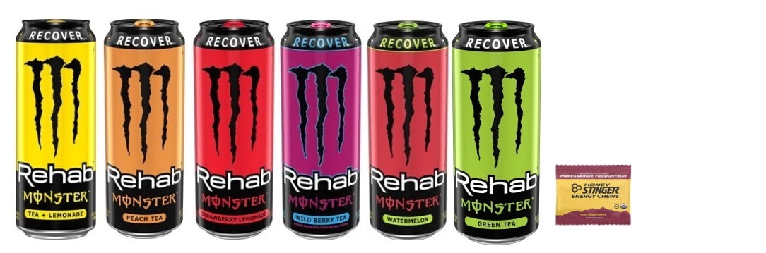 Monster Rehab Variety Pack 15 ounce (Pack of 12) + Stinger Energy Chews ...