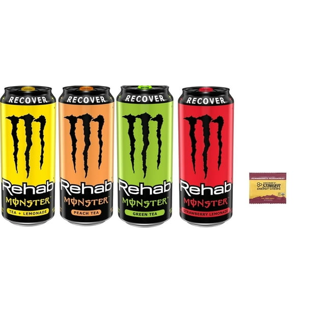 Monster Rehab Variety Pack 15 ounce (Pack of 12) + Stinger Energy Chews ...