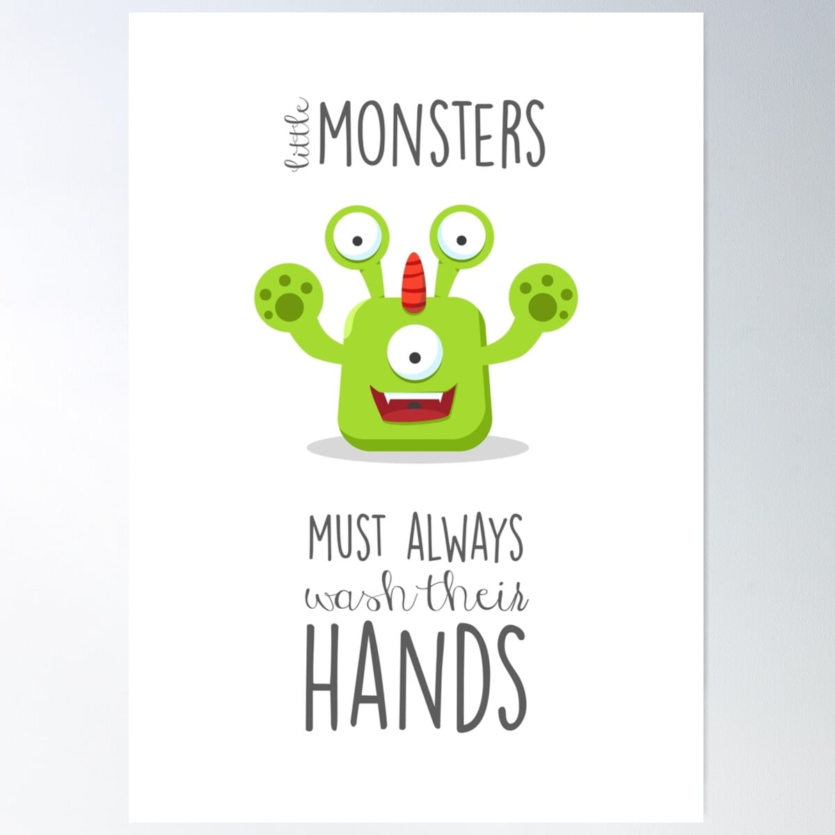 Monster Reminder For Children Of The Bathroom Rules! Poster Wall Art ...