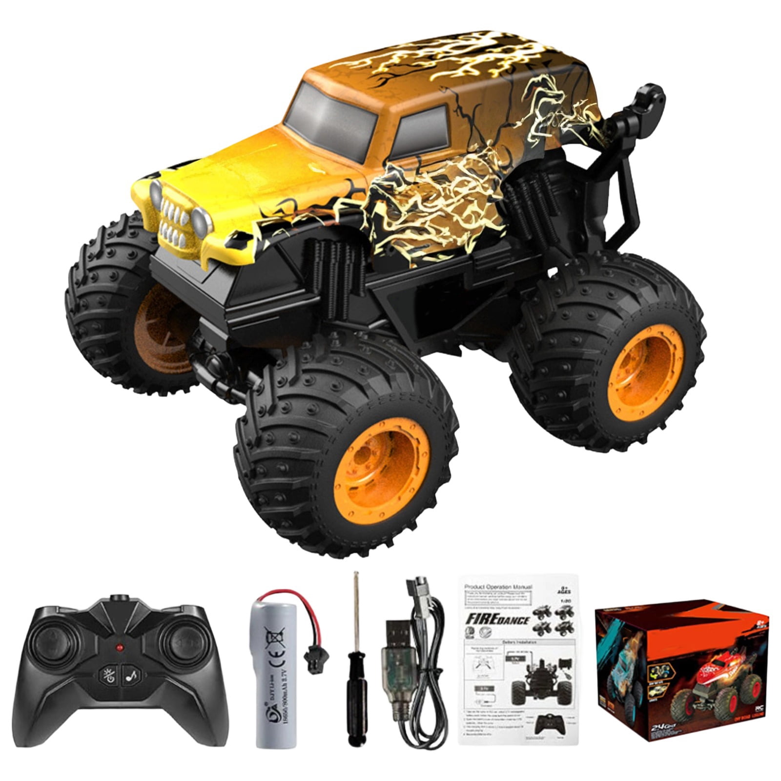 Monster Remote Control Truck Toys with Music, Lighting, 360° Spins ...