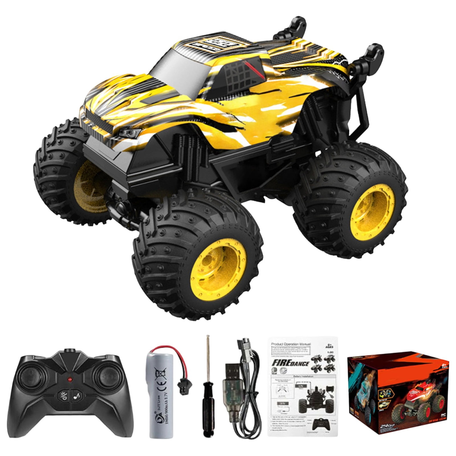 Monster Remote Control Truck Toys with Music, Lighting, 360° Spins ...