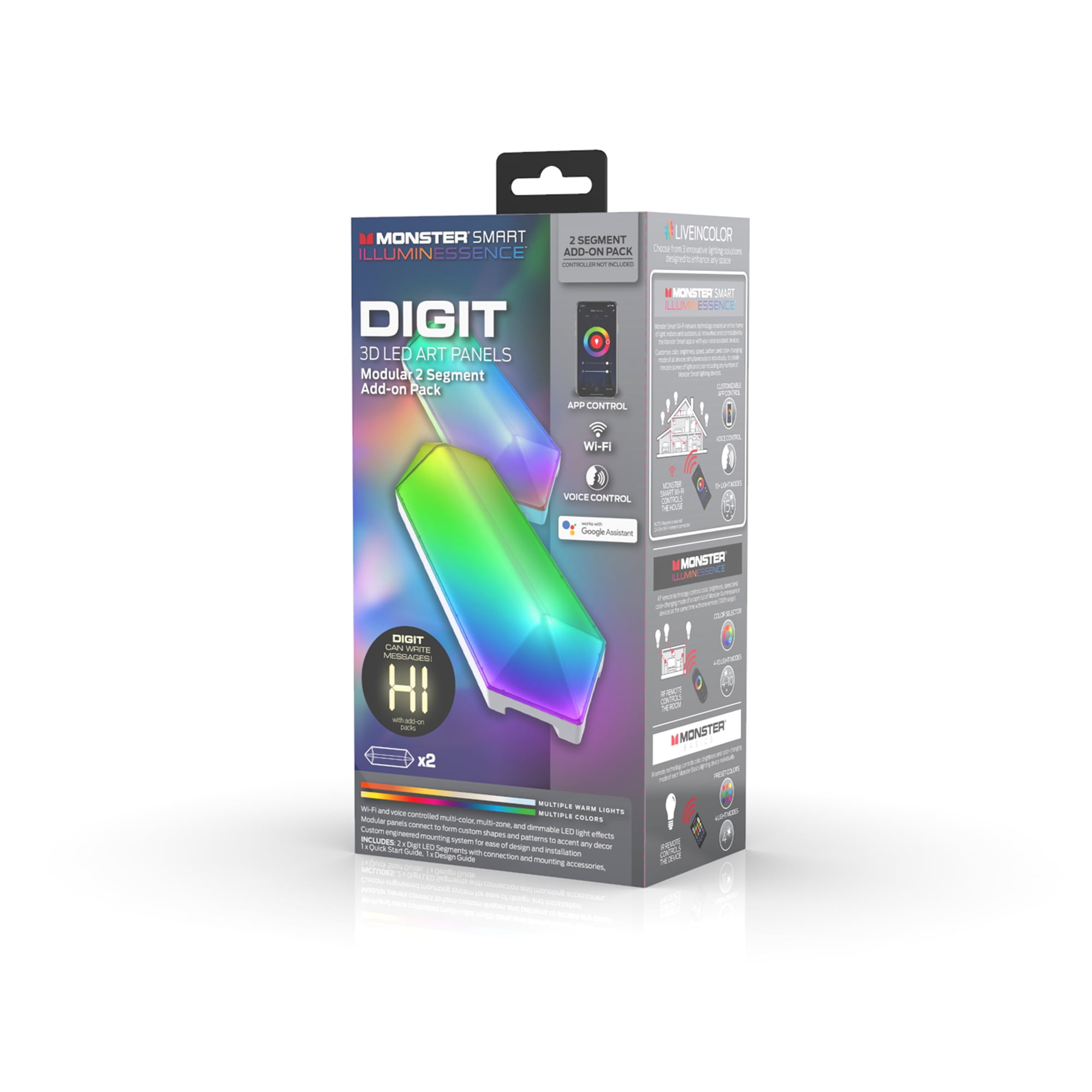 Monster Smart LED 3D Multi-Color Digit Wall Art, Fun Color Modes, Easy ...