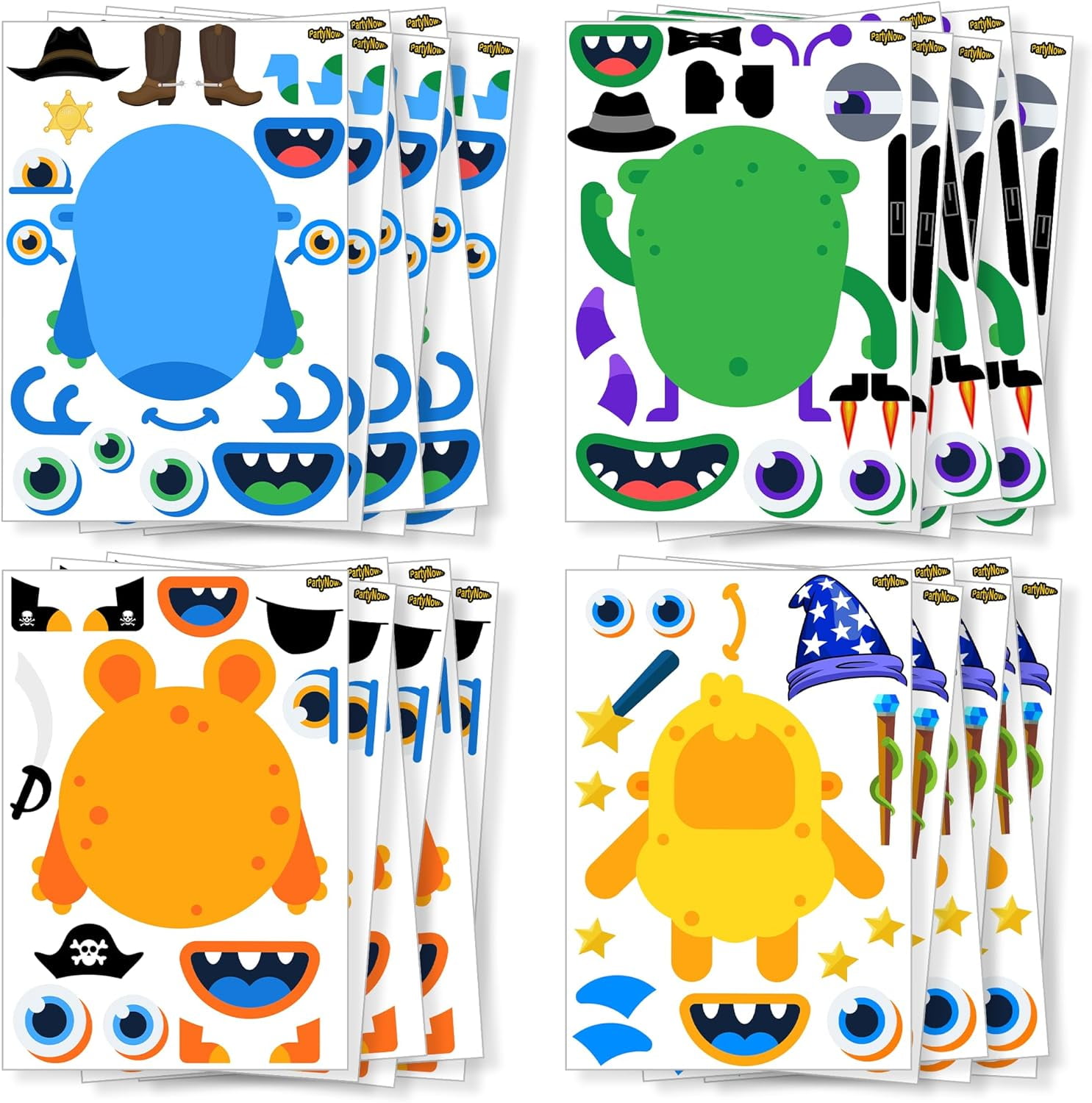 Monster Stickers 24-Pack - Fun DIY Set for Kids Endless Creativity with ...