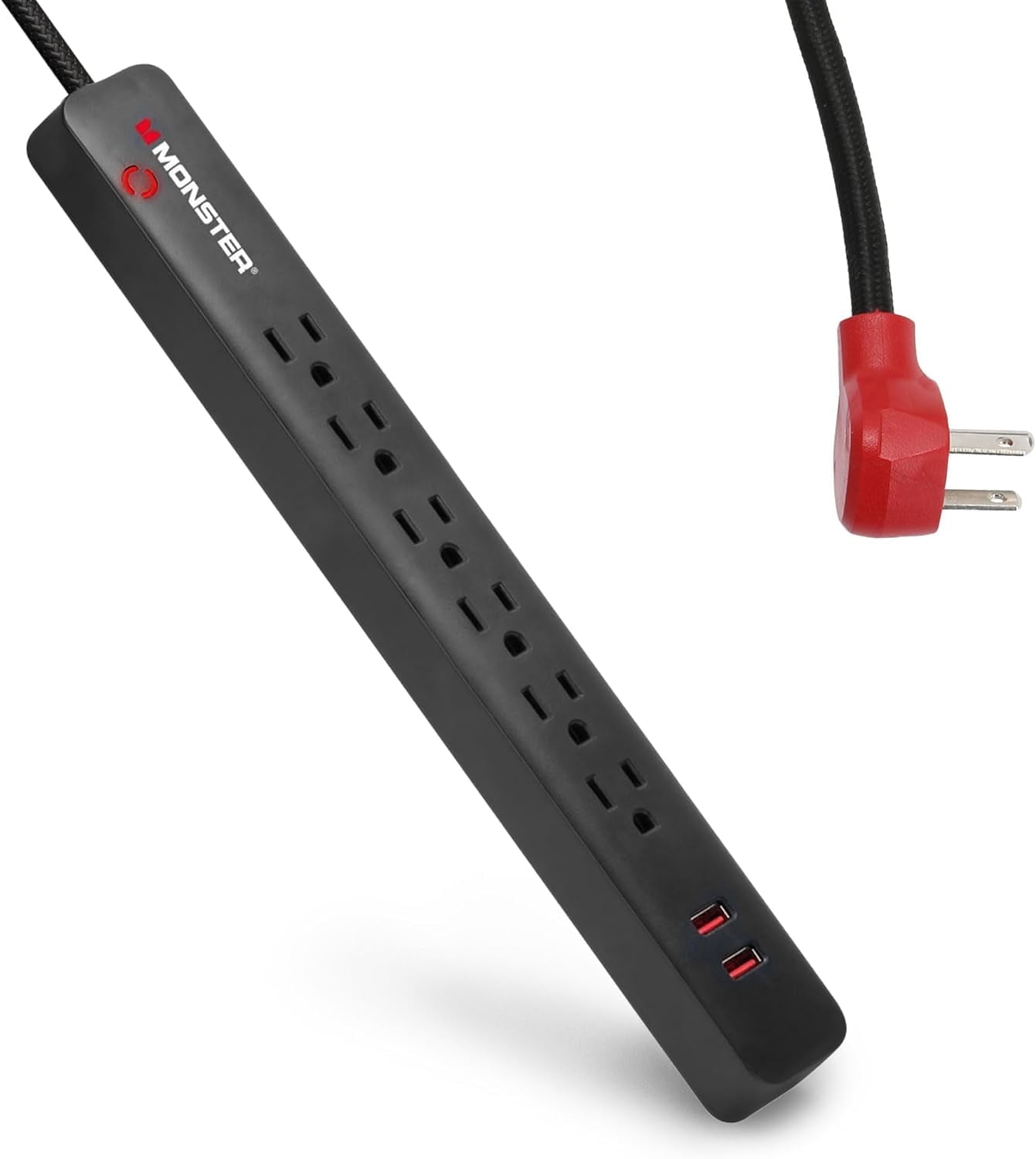 Monster Surge Protector, 6 Outlets, 2 USB-A Ports (2.1A), 6FT Cord ...