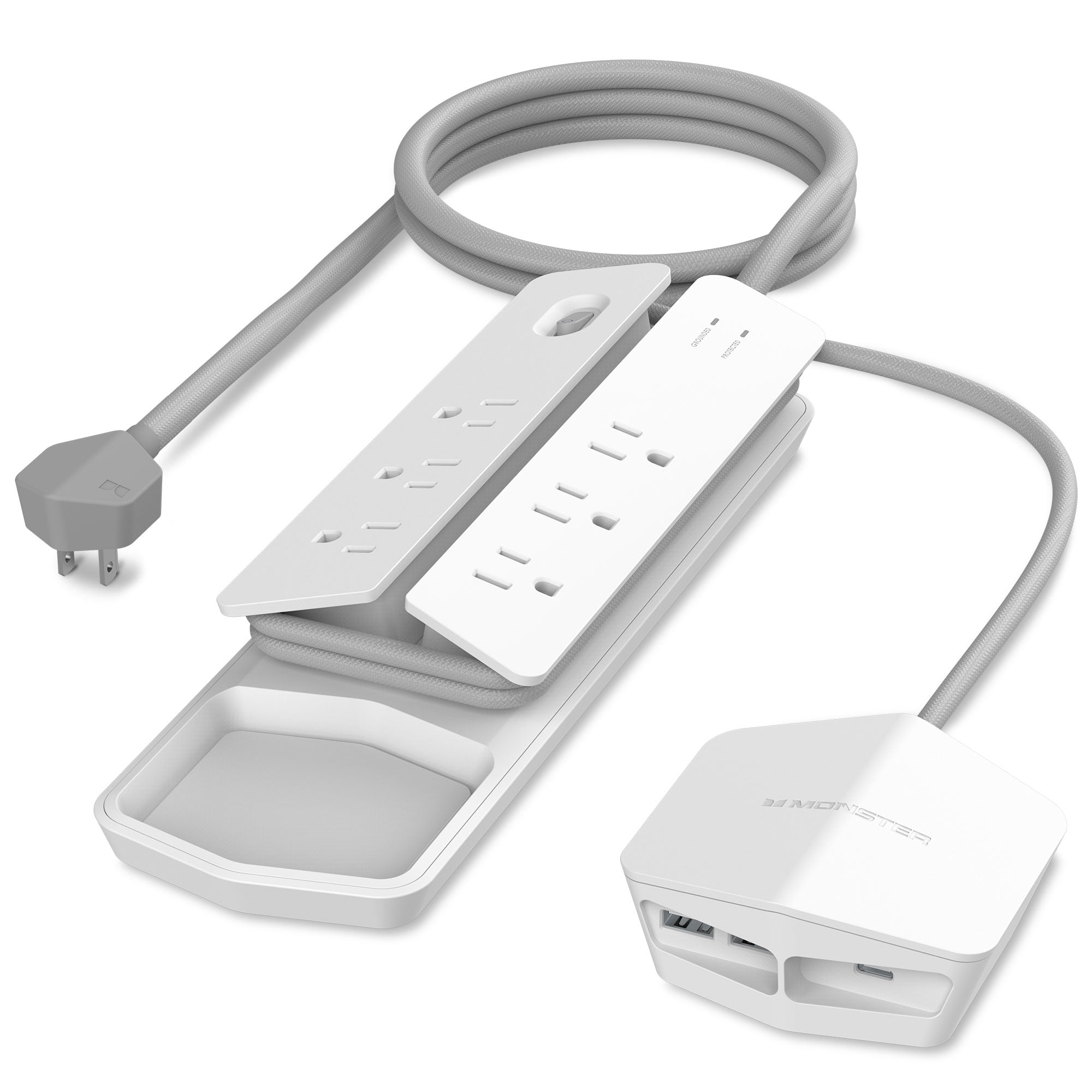 Monster Surge Protector Power Center Vertex, 6 AC Grounded Outlets, 2 ...