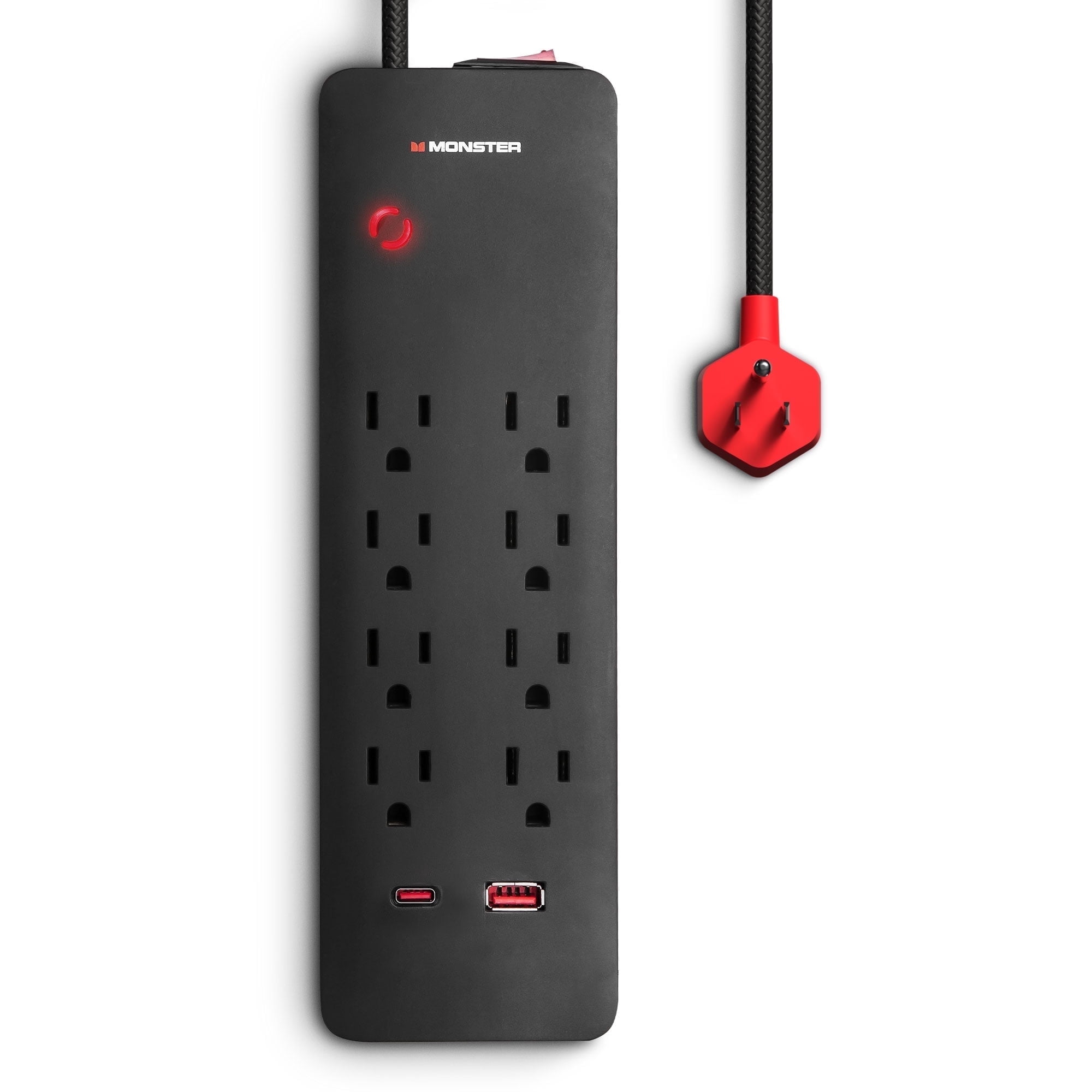 Monster Surge Protector Power Strip, 8 Grounded Outlets,1 USB-A & 1 USB ...