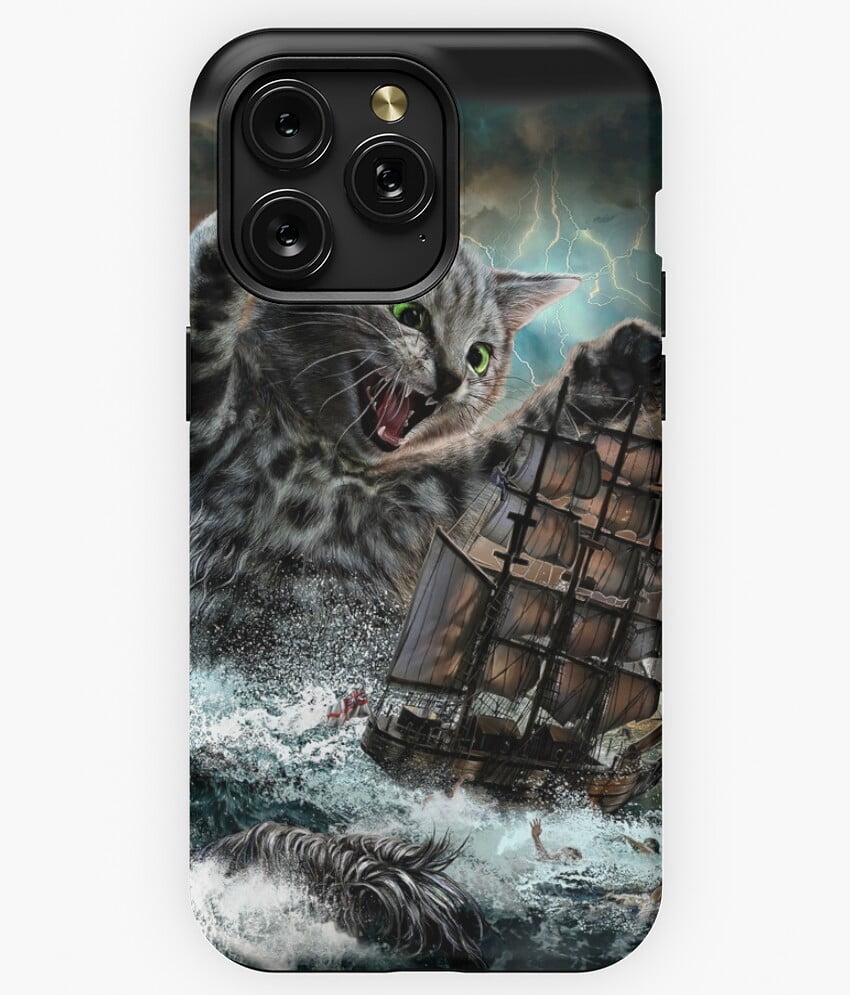 Monster Tabby Cat Ambush Battle Ship Funny A11735 Phone Case for iPhone ...