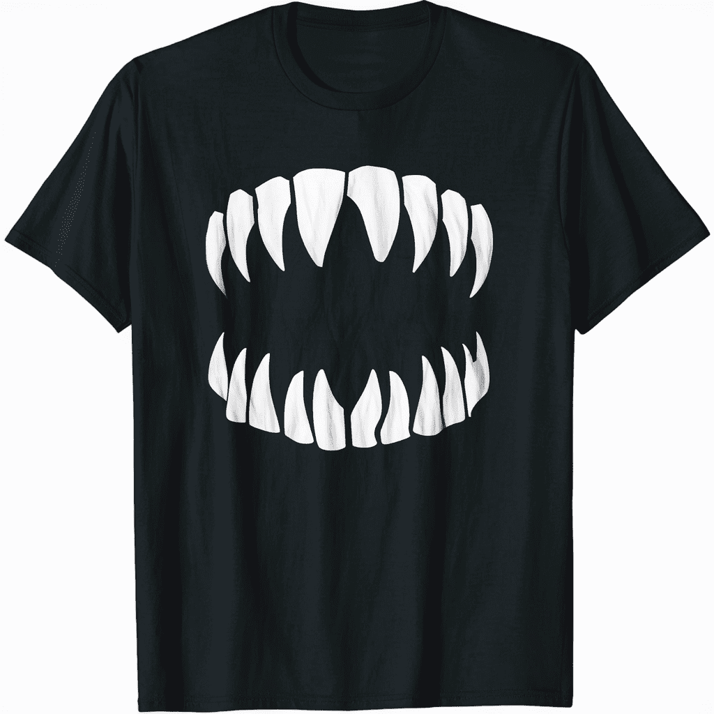 Monster Teeth Horror Wolf Dog Vampire Halloween Tee - Walmart.com