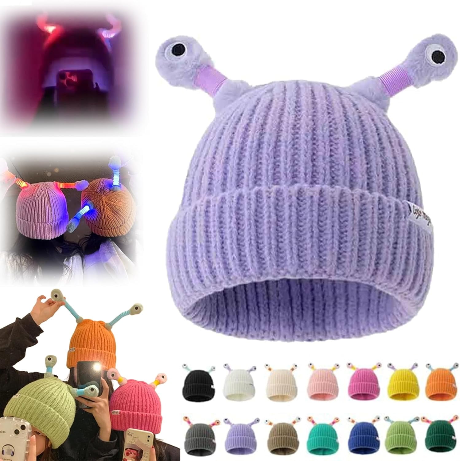 Monster Tentacle Hat, 2024 New UpgradeWinter Parent-Child Cute Glowing Little Monster Knit Hat ...