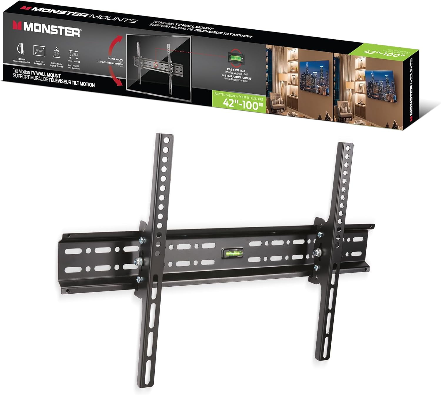 Monster Tilt TV Mount for 42” - 100” TVs up to 135 Lbs., Flat Panel ...