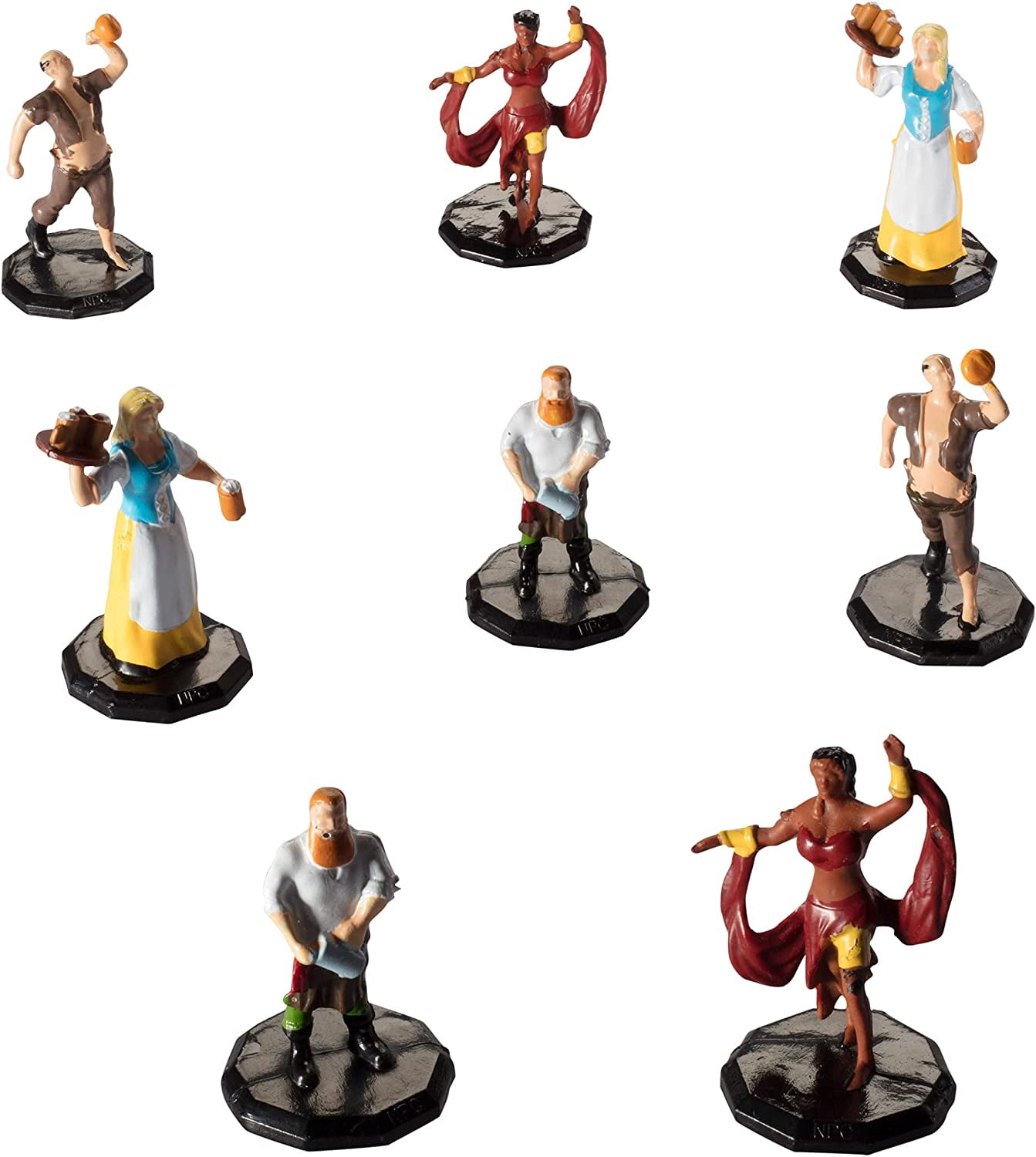 Monster Townsfolk Mini Fantasy Figures - 8pc Hand-Painted Pub Workers ...