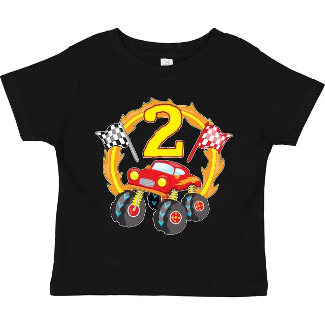 Monster Truck 2Nd Birthday Toddler T-Shirt Birthdays Second 2 Two Old Baby Clothing, Cute Baby ...
