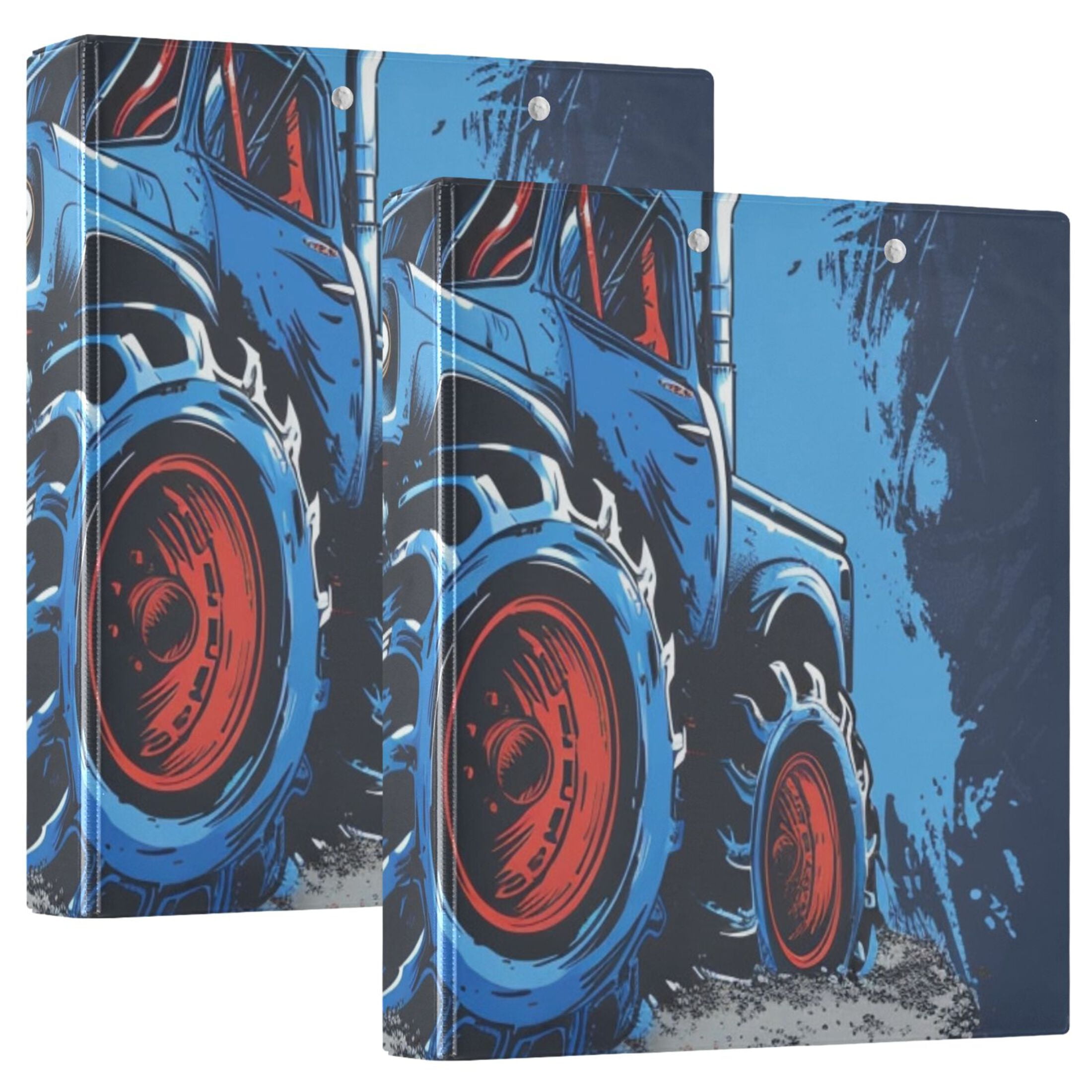 Monster Truck 3 Ring Binders 1.5 inch Hardcover File Folders with ...