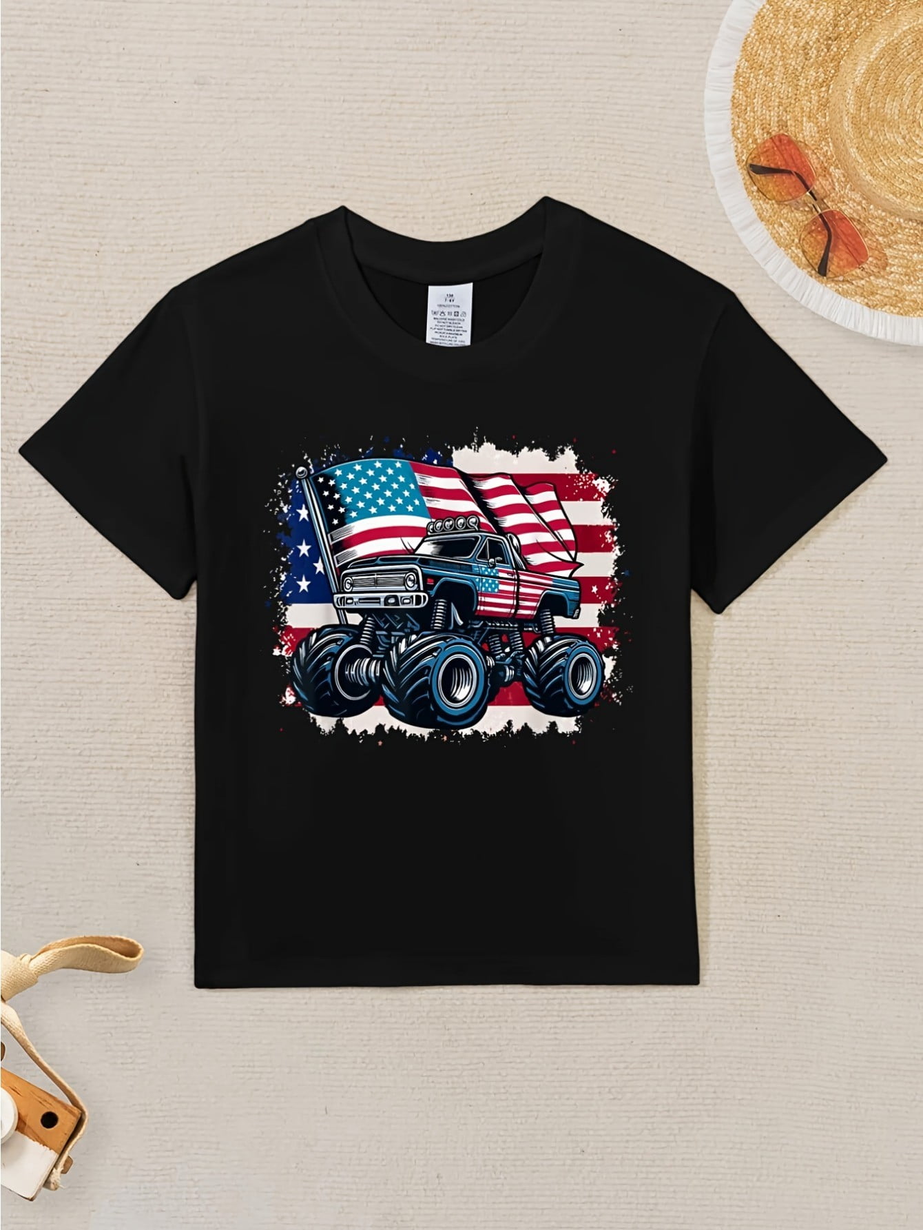 Monster Truck 4th Of July Shirt Boys American Flag USA Funny Aesthetic ...