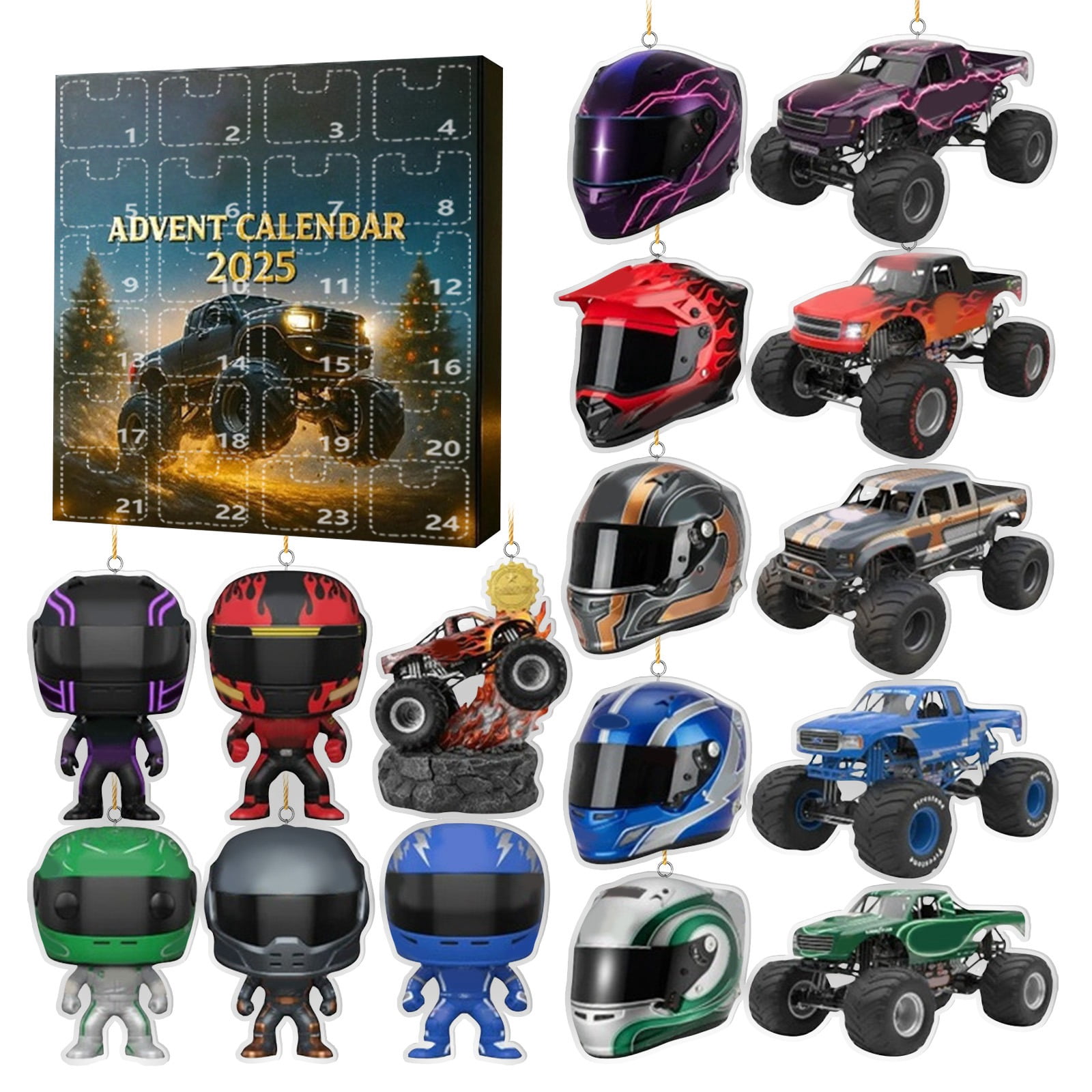 Monster Truck Advent Calendar 2025, 24 Days Xmas Countdown with 2D ...