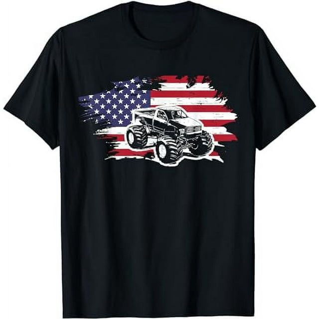 Monster Truck American Flag Racing USA Patriotic T-Shirt - Walmart.com