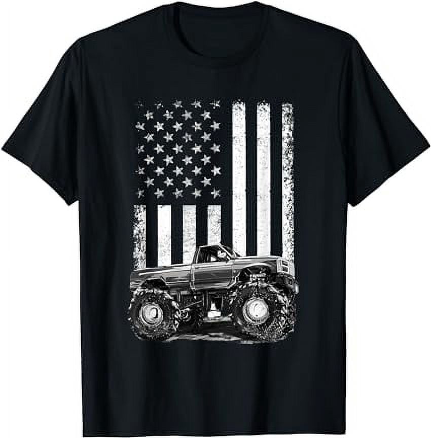Monster Truck American Flag USA Cool Engines Monster Truck T-Shirt ...