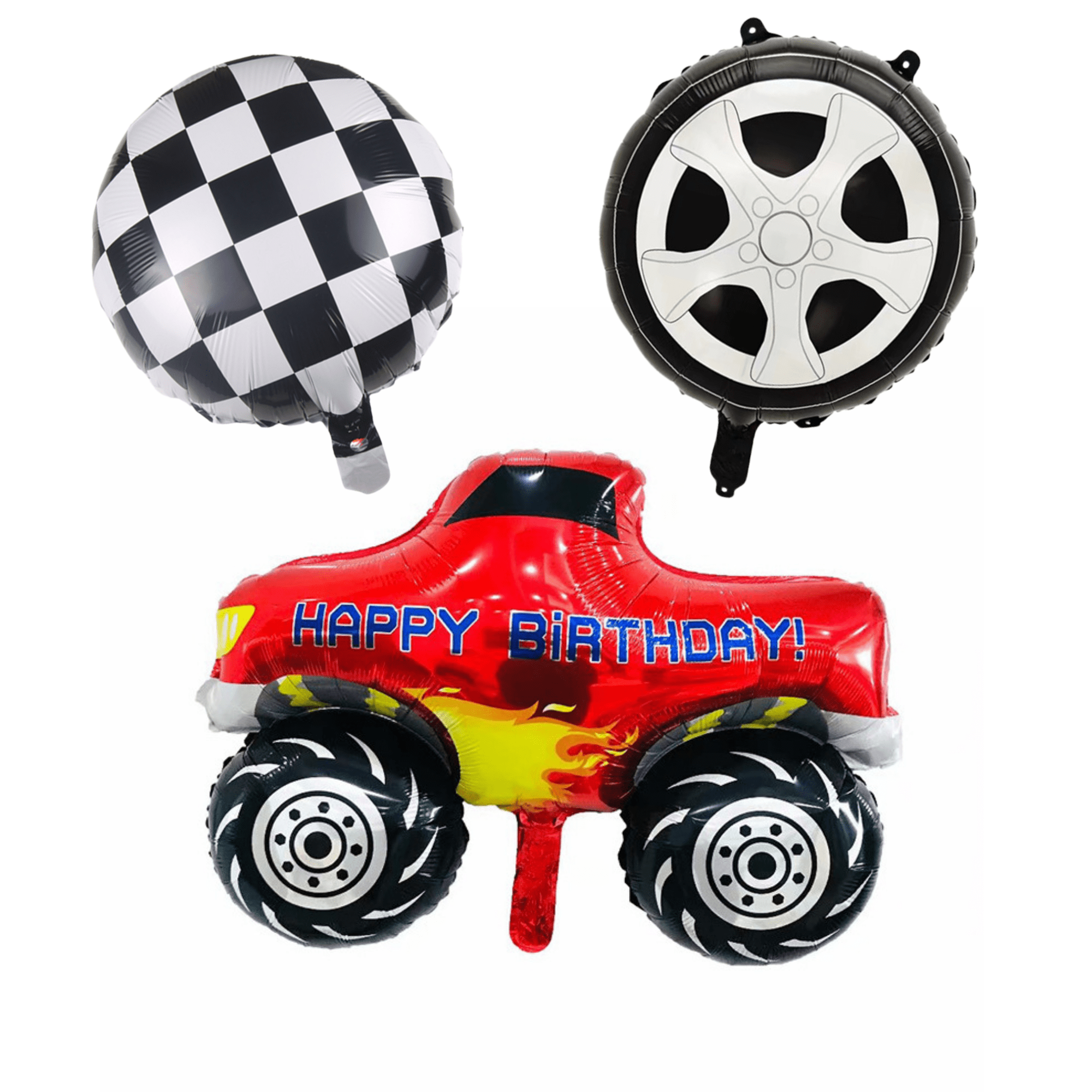 Monster Truck Birthday Balloon Set with Racing and Wheel Balloons for ...