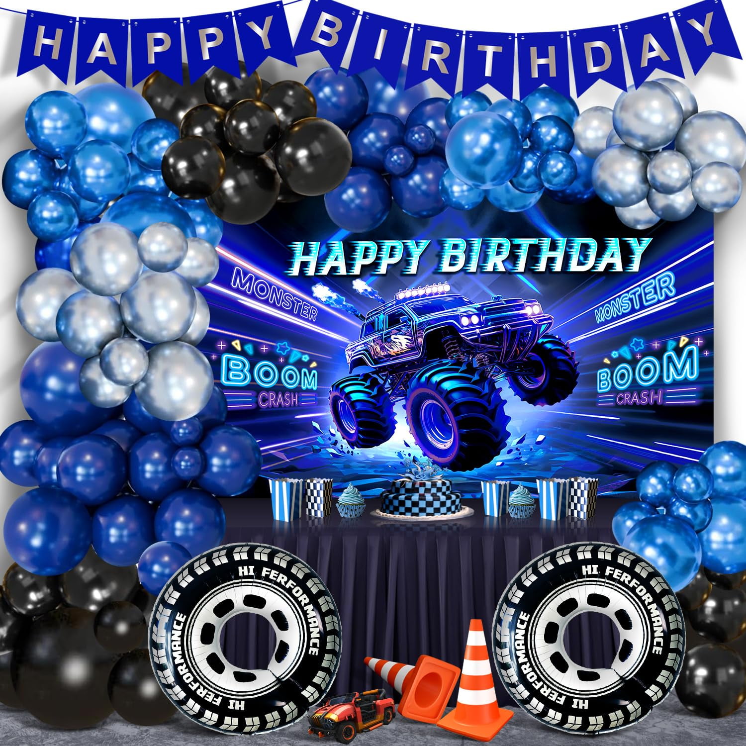 Monster Truck Birthday Party OIF8 Decorations Monster Truck Theme Party ...
