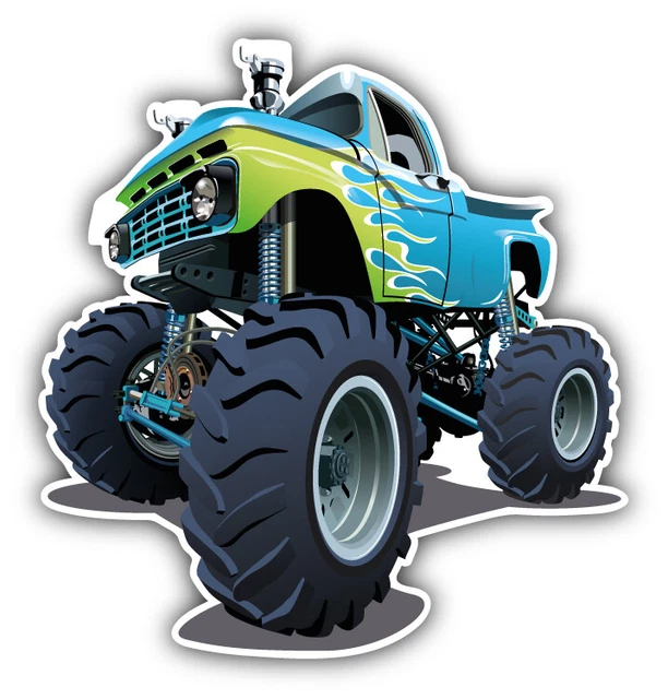 Monster Truck Cartoon Auto Car Sticker Phone Decal Water Bottle ...