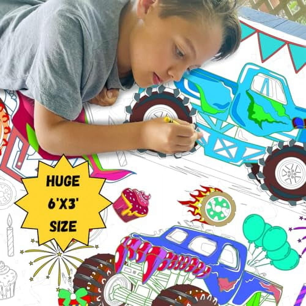 Monster Truck Coloring Poster for Kids Birthday Party Monster Truck ...