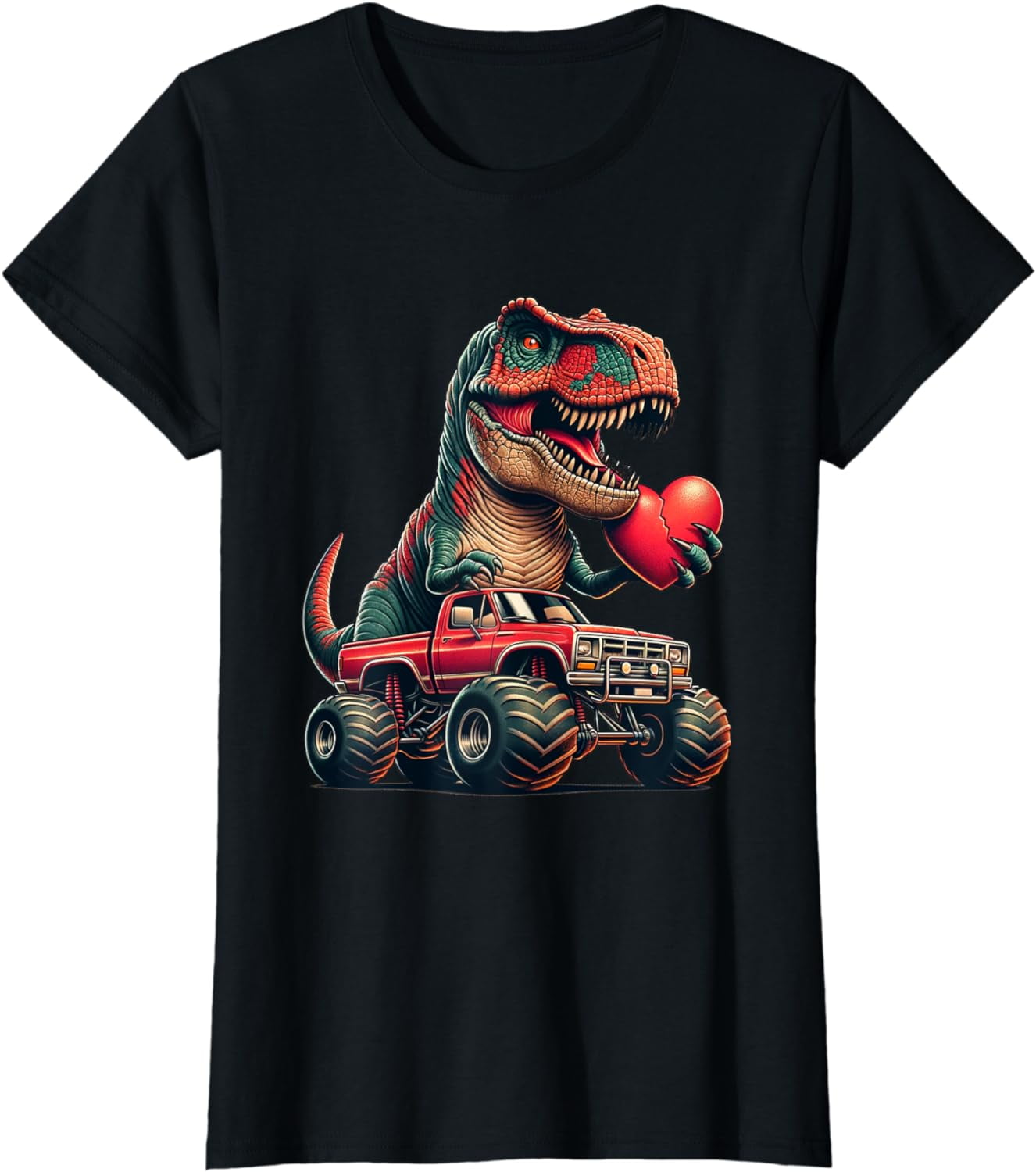 Monster Truck Dinosaur T-Rex Valentines Day 2024 Boys Tee T-Shirt ...