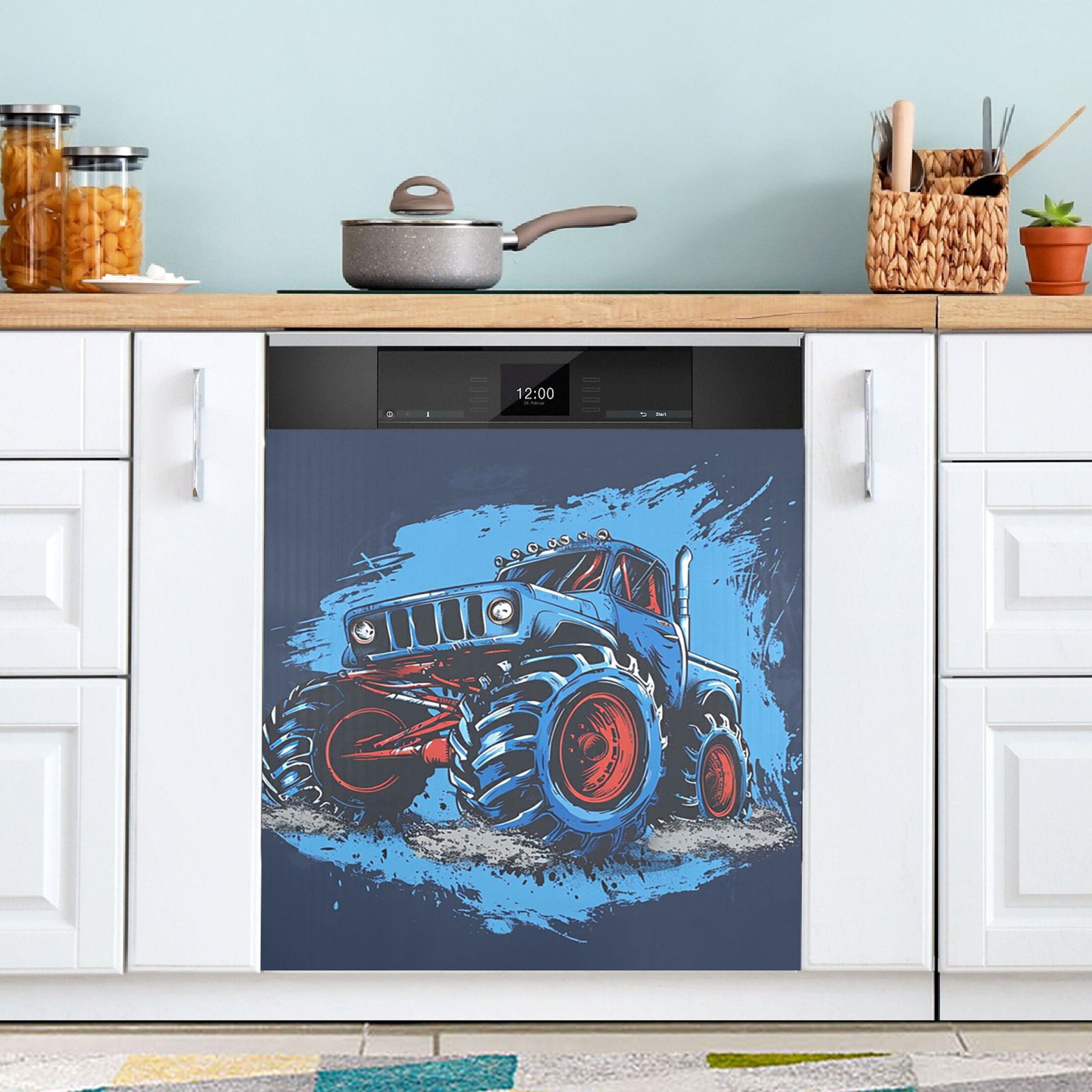 Monster Truck Dishwasher Magnetic Covers Magnet Sticker Kitchen Decor ...