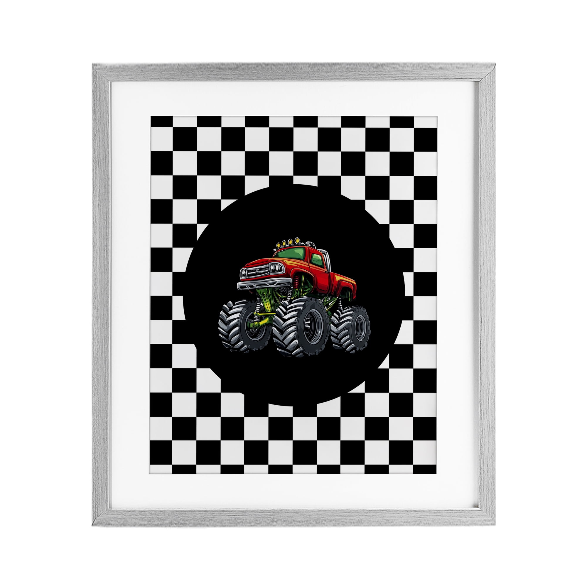Monster Truck Dude Gray Framed Print Under Glass, design by Kim Allen ...
