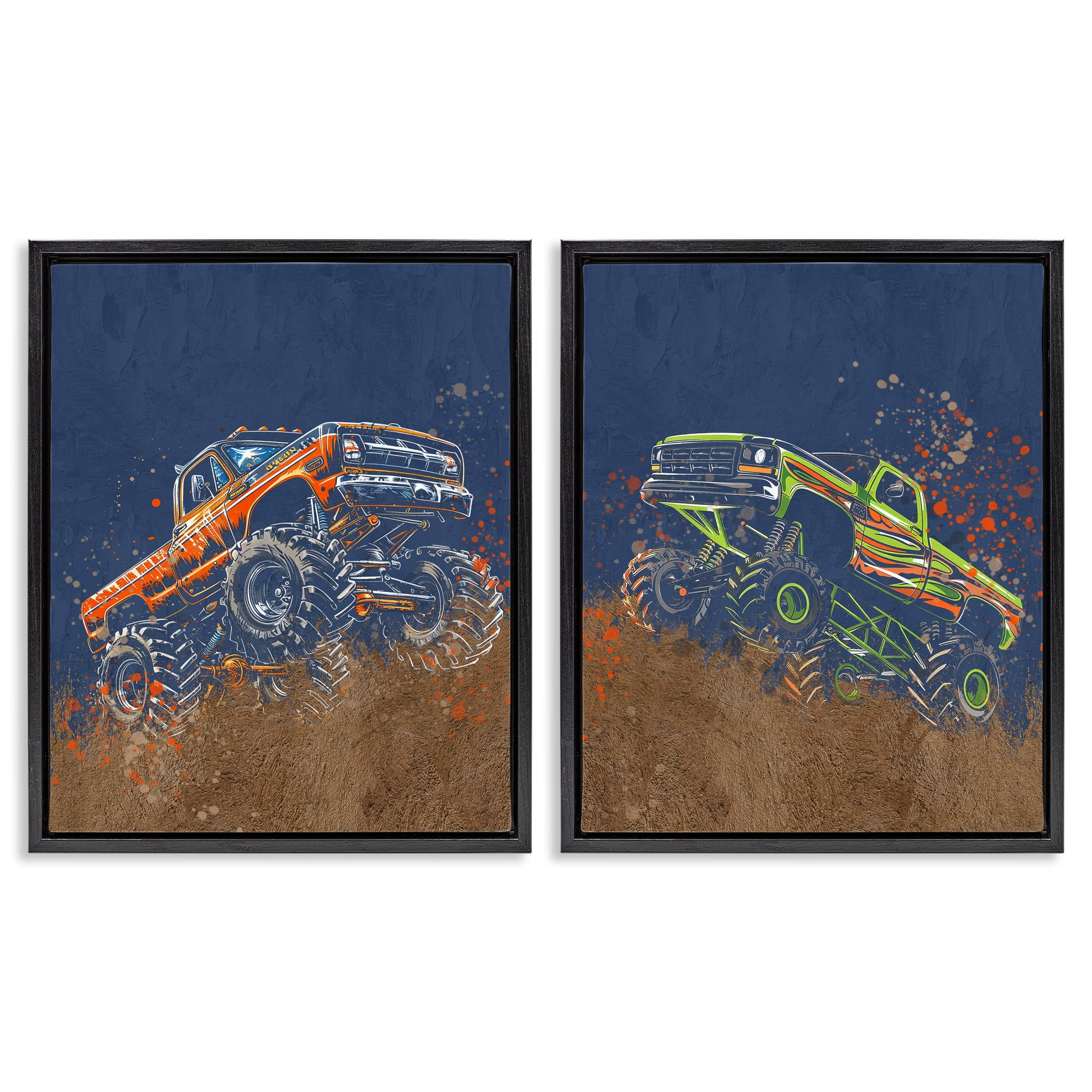 Monster Truck Jam 2 Piece Black Framed Floater Canvas Set, design by ...