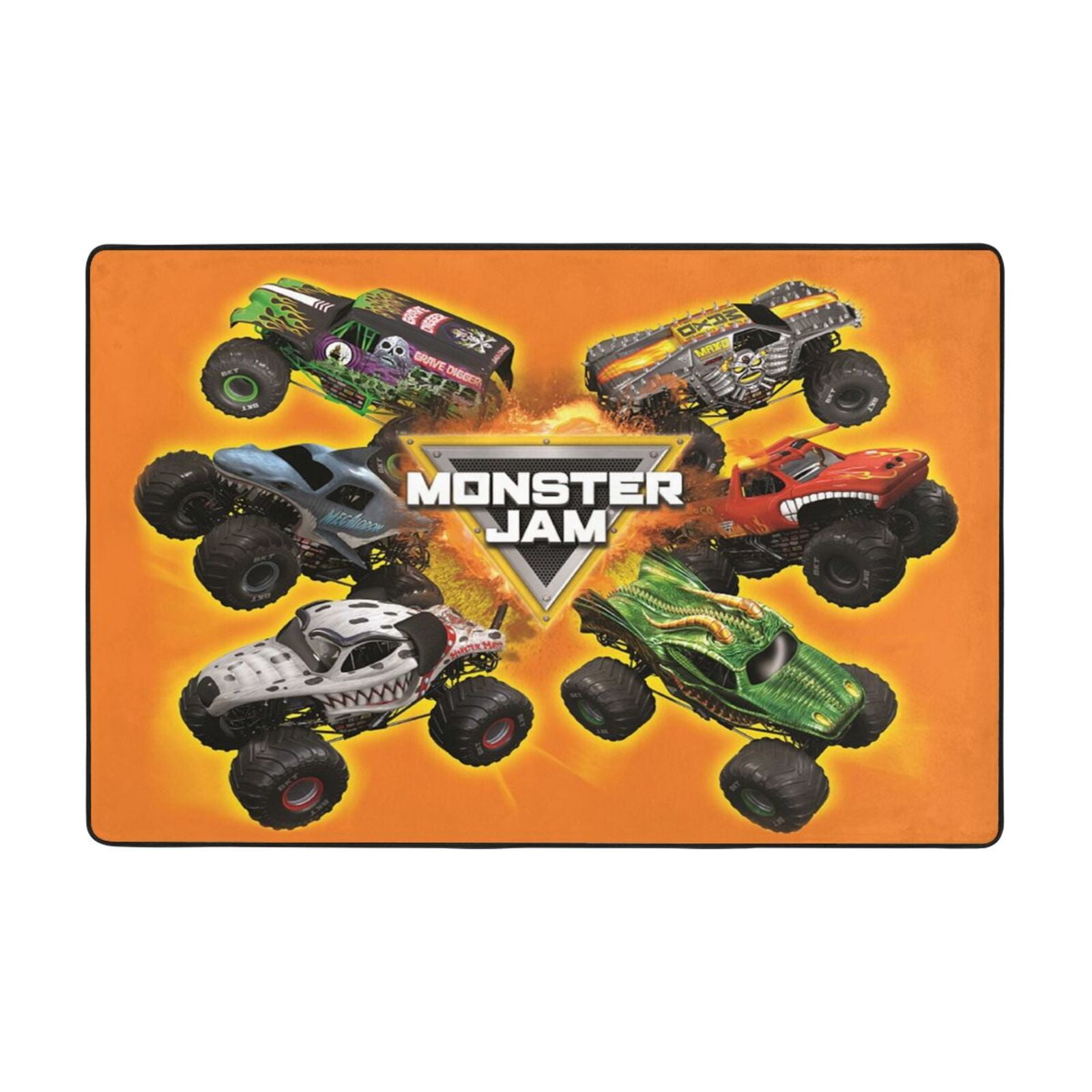 Monster Truck Jam Area Rug Cartoon Rugs Non-Slip Soft Carpet Soft Floor ...