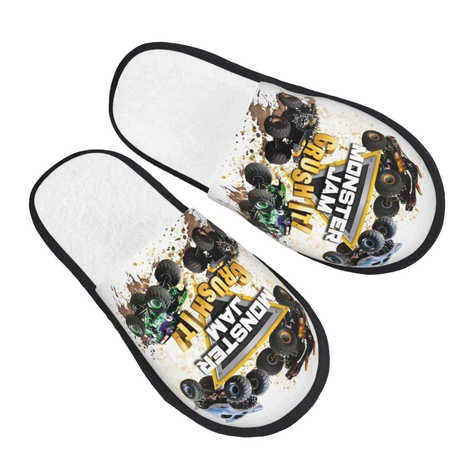 Monster Truck Jam Furry Slippers For Men Women Fuzzy House Slippers ...