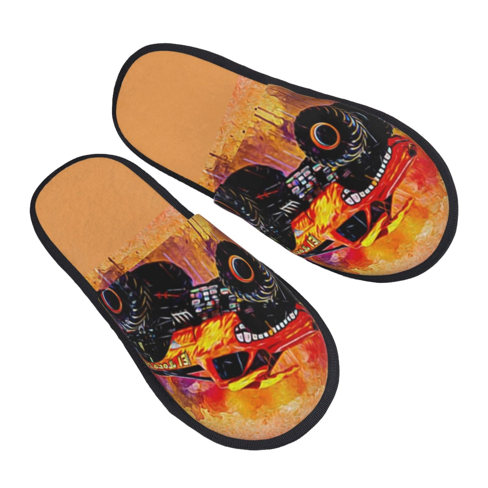Monster Truck Jam Furry Slippers For Men Women Fuzzy House Slippers ...