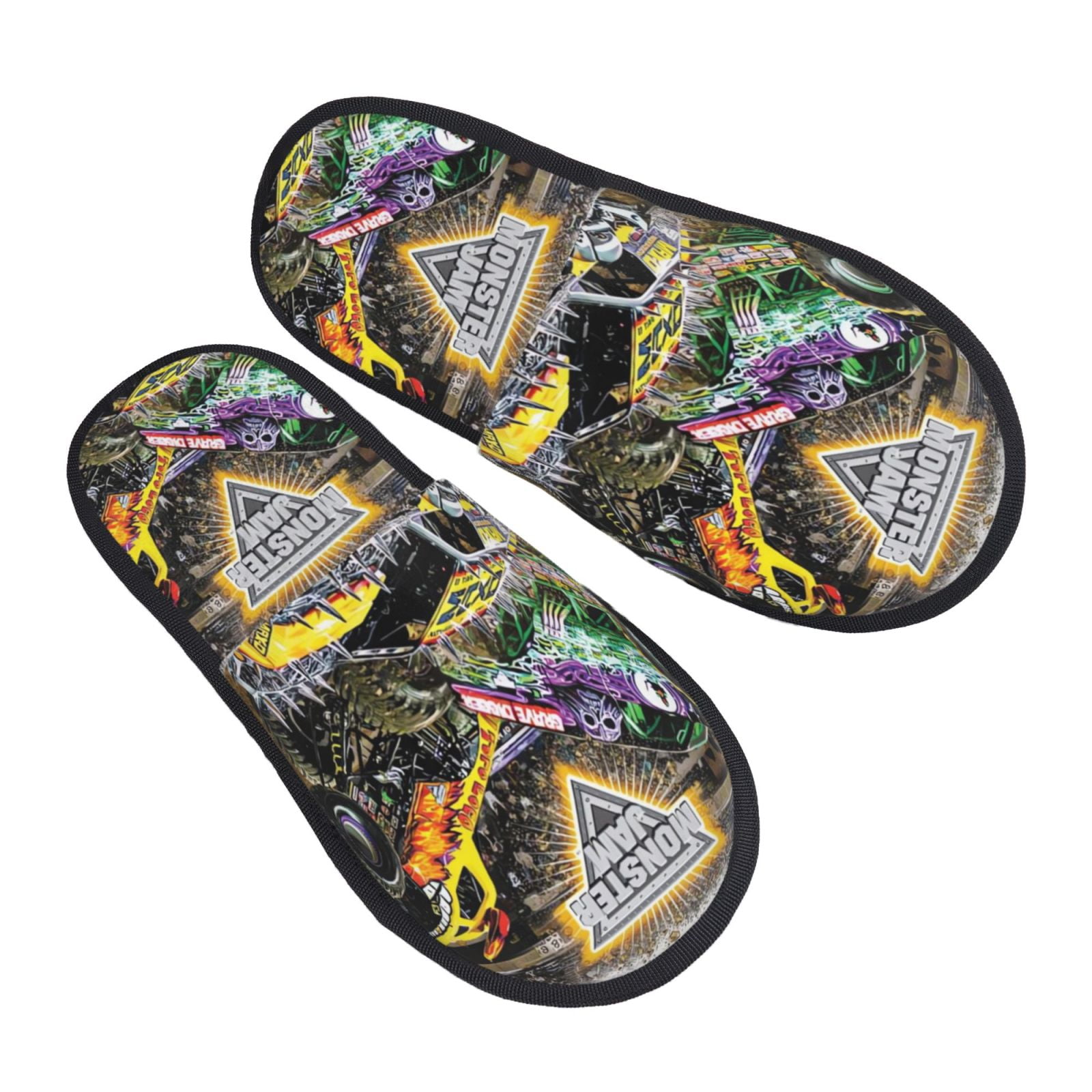 Monster Truck Jam Furry Slippers For Men Women Fuzzy House Slippers ...