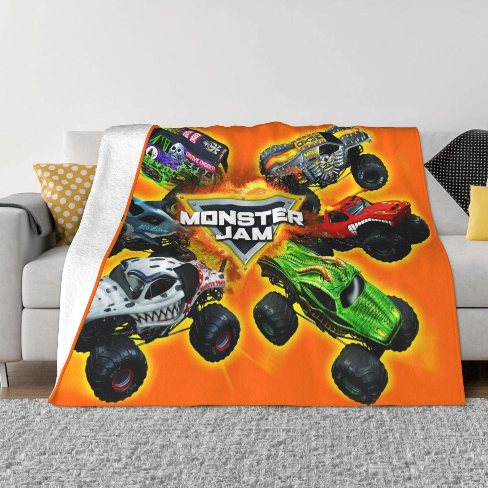 Monster Truck Jam Throw Blanket Couch Bed Sofa Soft Lightweight Warm ...