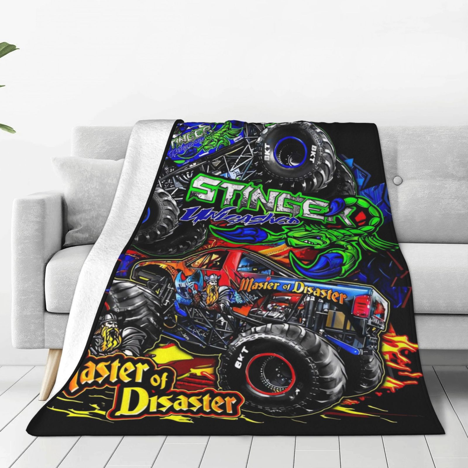 Monster Truck Jam Throw Blanket Couch Bed Sofa Soft Lightweight Warm ...