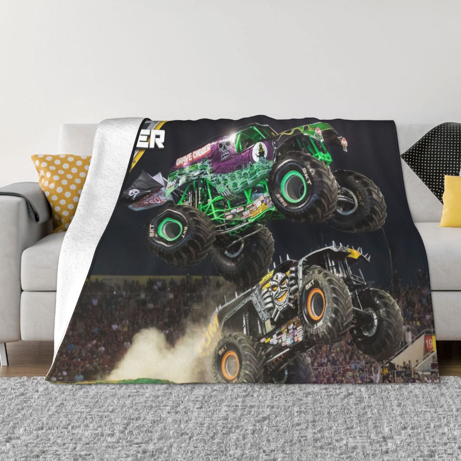 Monster Truck Jam Throw Blanket Couch Bed Sofa Soft Lightweight Warm ...