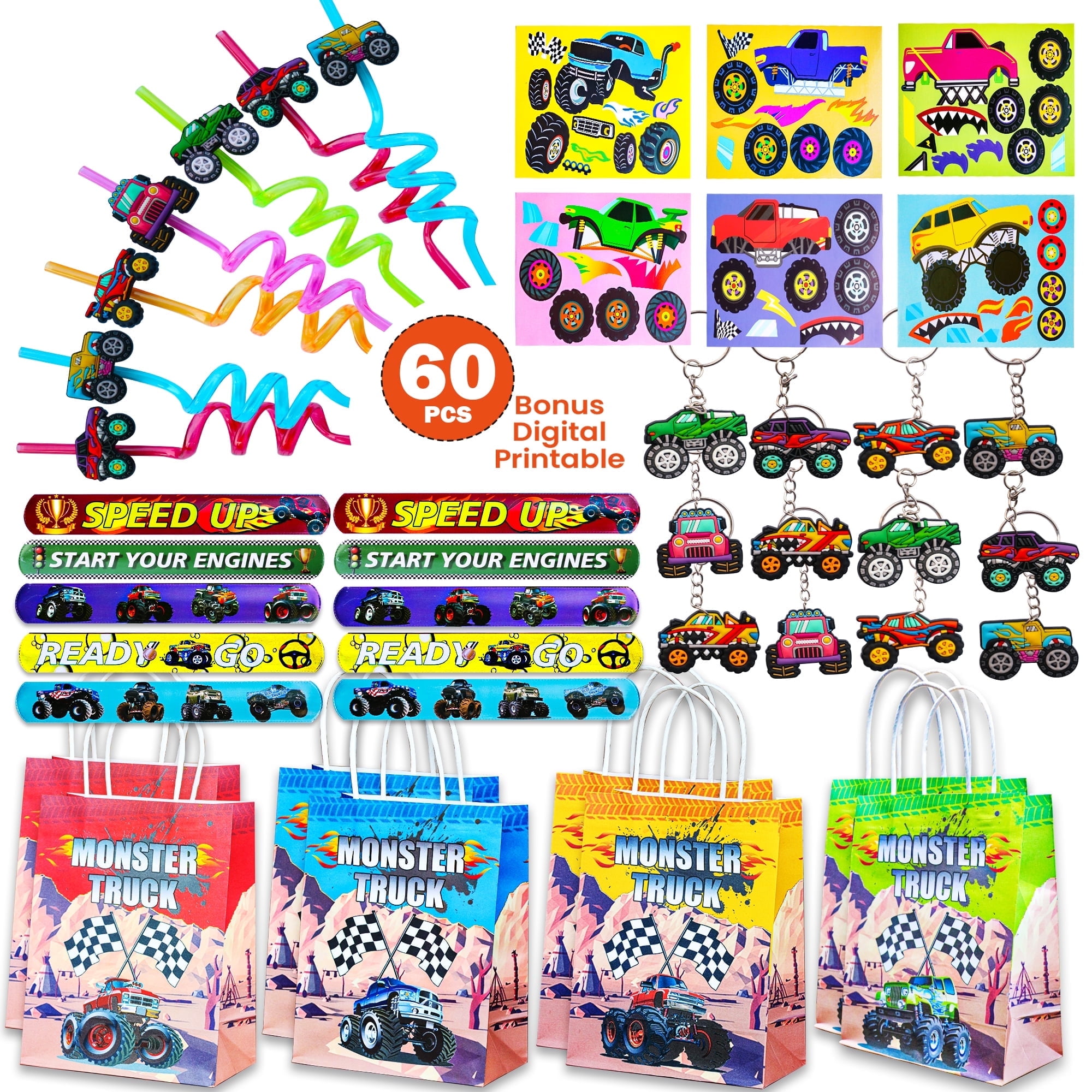 Empire 60 Pcs Monster Truck Party Favors - Goodie Bag Set with ...