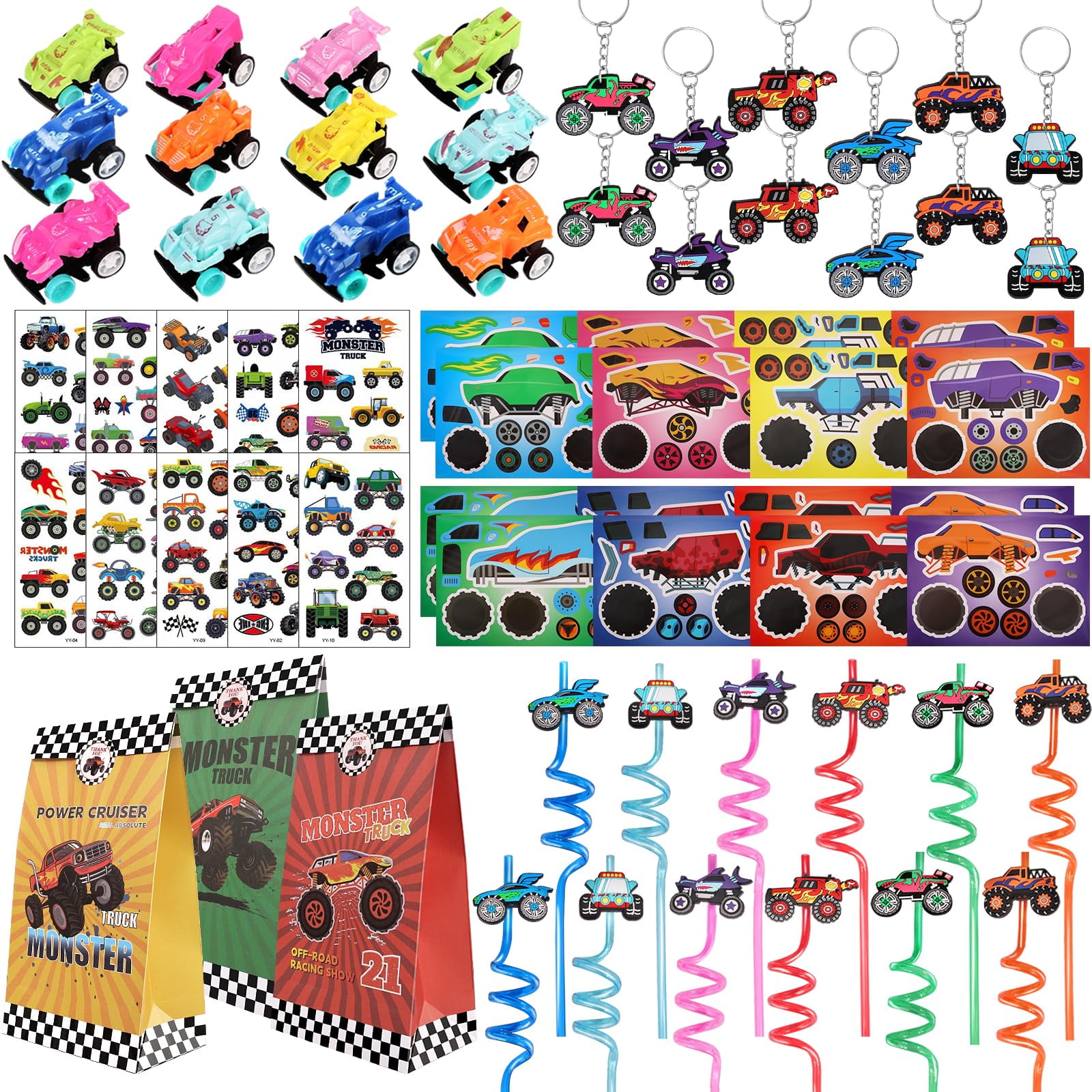 Monster Truck PartyITSC Favors Serve 12 including Drinking Straws, Mini ...