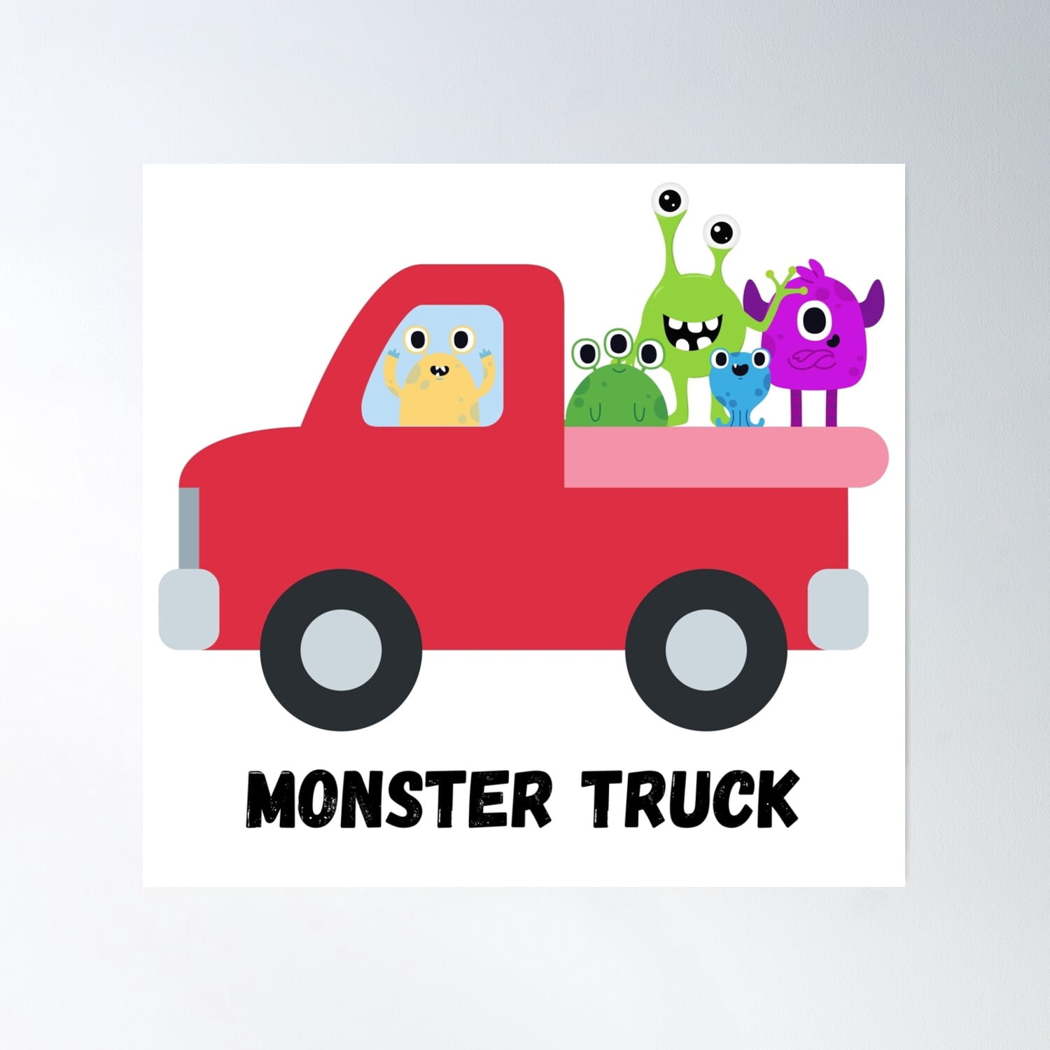 Monster Truck Poster Wall Art, Modern Wall Decor, 24x24 UNFRAMED ...