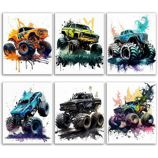 Monster Truck Posters Wall EC36 Art Prints for Boys Room Decor ...