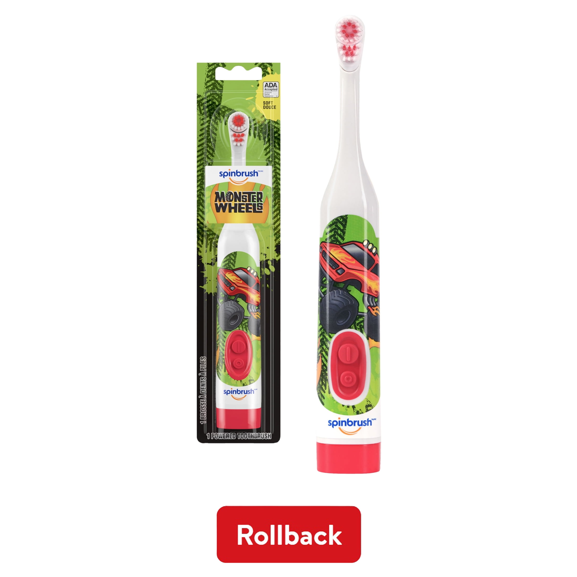 Monster Truck Spinbrush Kids Electric Toothbrush, Battery-Powered, Soft ...