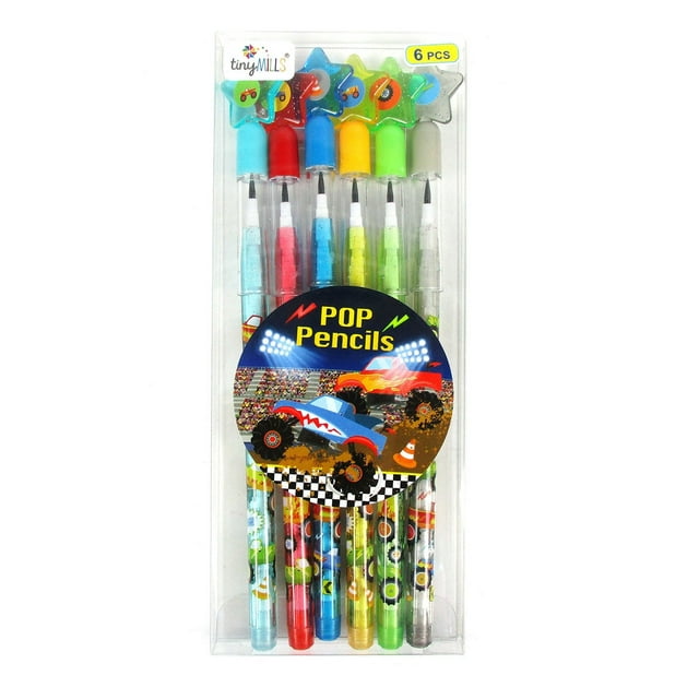 Monster Truck Stackable Point Pencils - Set of 6 - Walmart.com