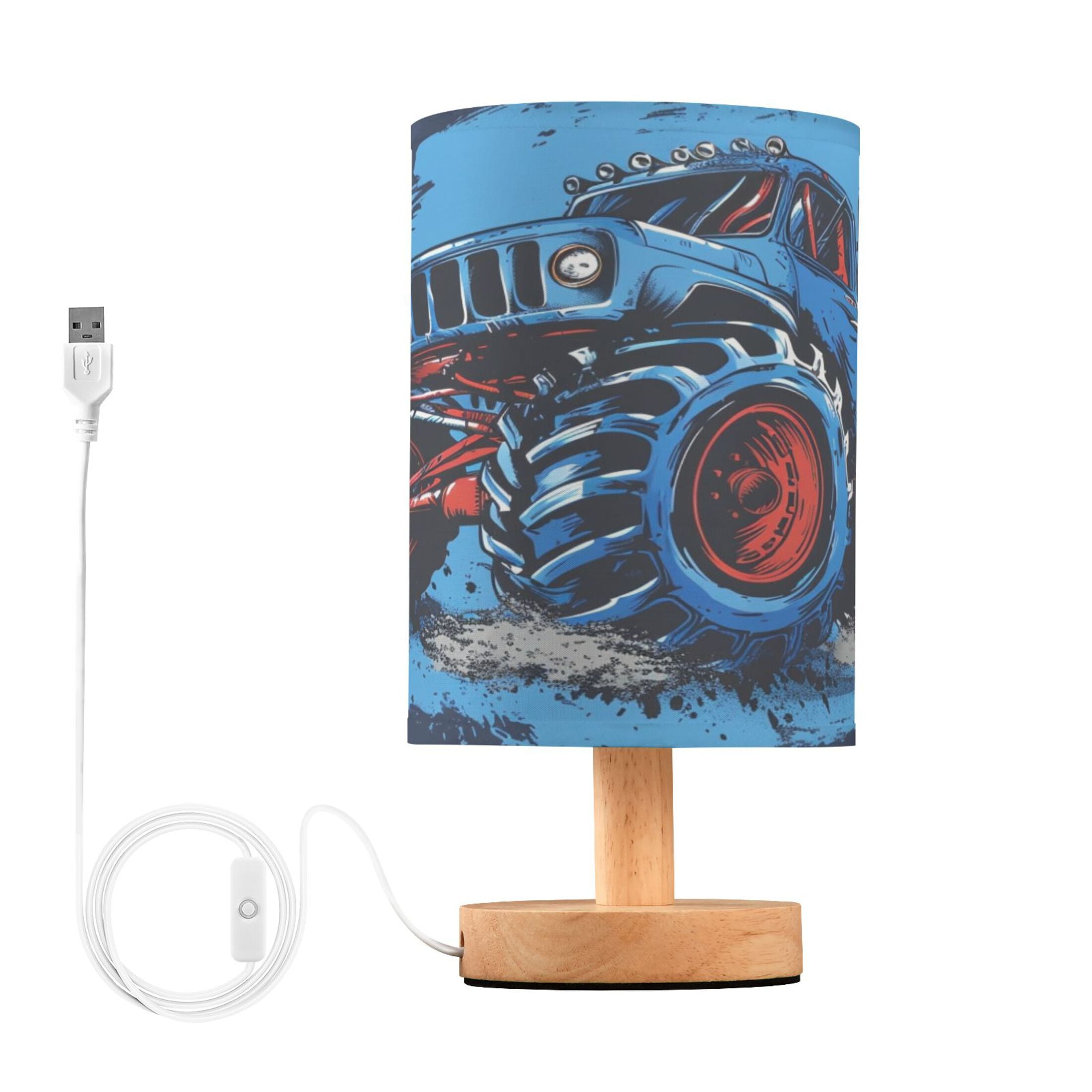 Monster Truck Table Lamp USB Bedside Desk Nightstand Lamp Printed Gifts ...