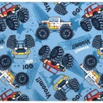 Monster Truck Themed Kids Rug with Brick Wall Background - Walmart.com