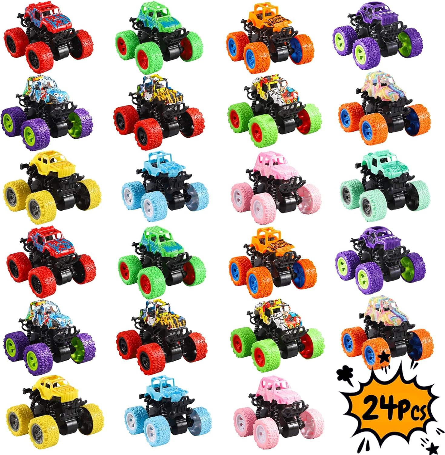 Monster Truck Toys- Toy Cars Bulk Push and Go Friction Powered Vehicles ...