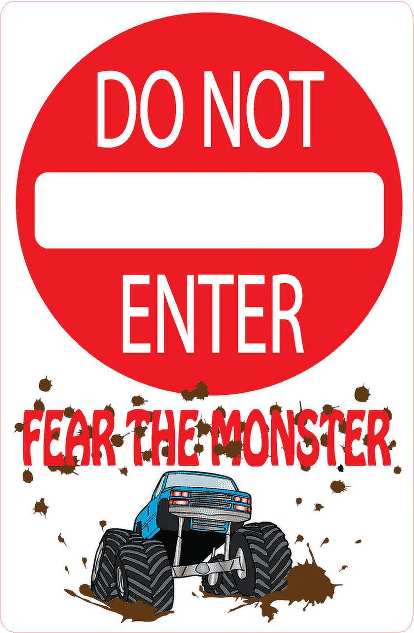 Monster Truck Wall Decals Do Not Enter Monster Truck Street Sign Wall ...