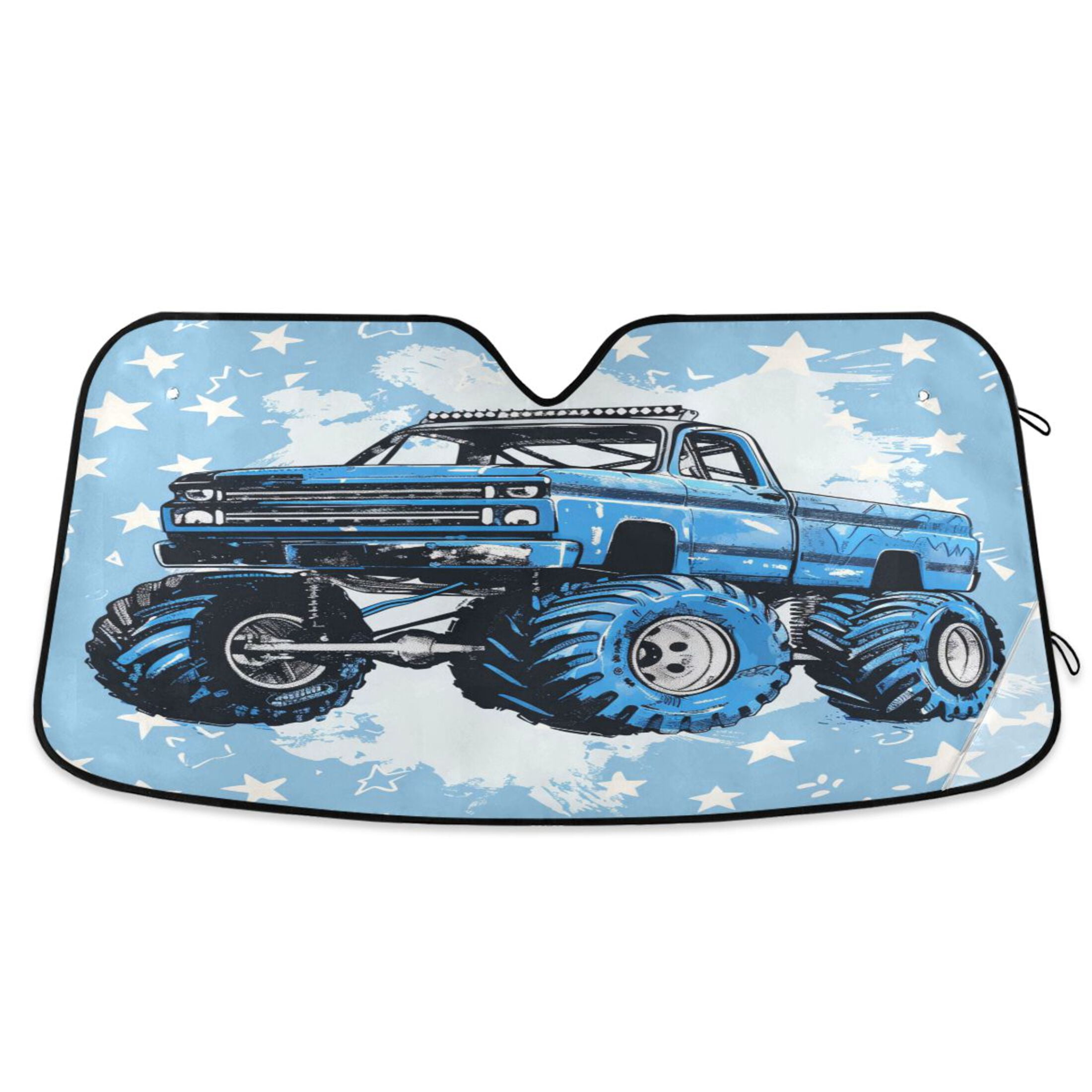 Monster Truck and Star Car Windshield Sun Shade Foldable Car Front ...