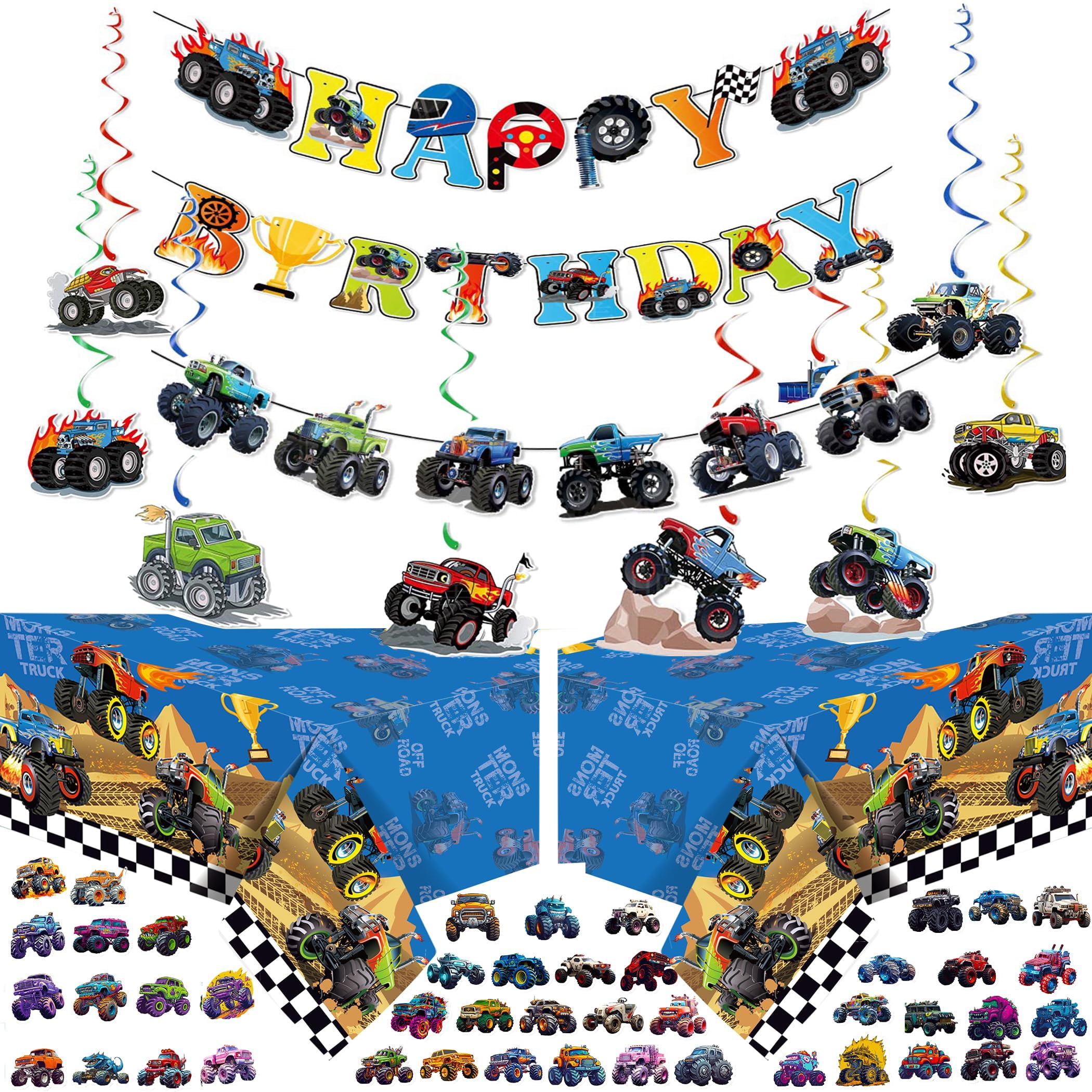Monster Truck birthday Decorations Party Supplies AIS1 include 2Pcs ...