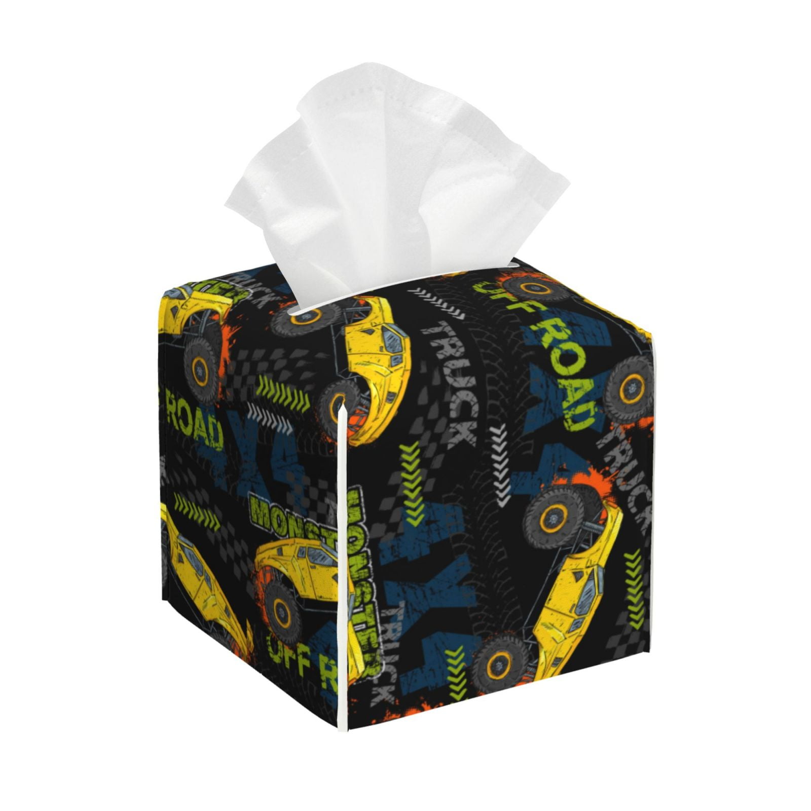 Monster Truck1 Tissue Box Cover, Tissue Box Holder, Square Leather ...